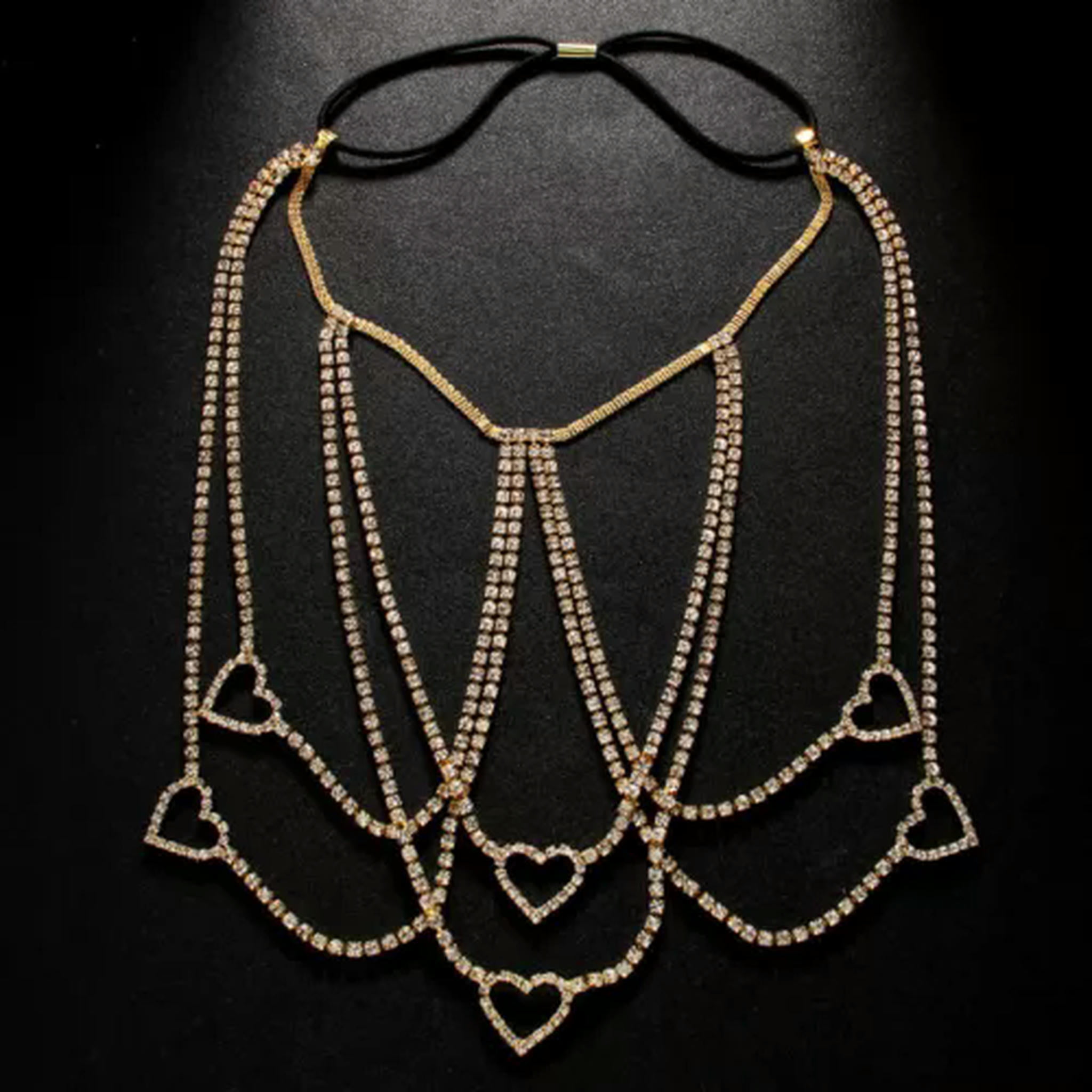 K-KED Women Rhinestone Leg Outline Heart Multi-layed Show Sexy Body ...