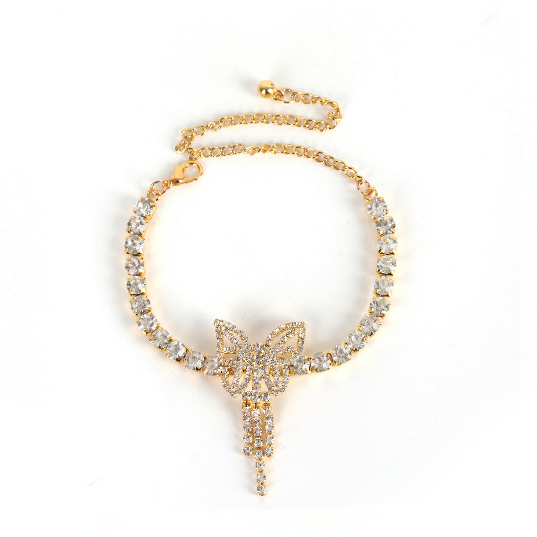 K-KED Women Sexy Ankle Rhinestone Chain Sparkling Crystal Butterfly ...