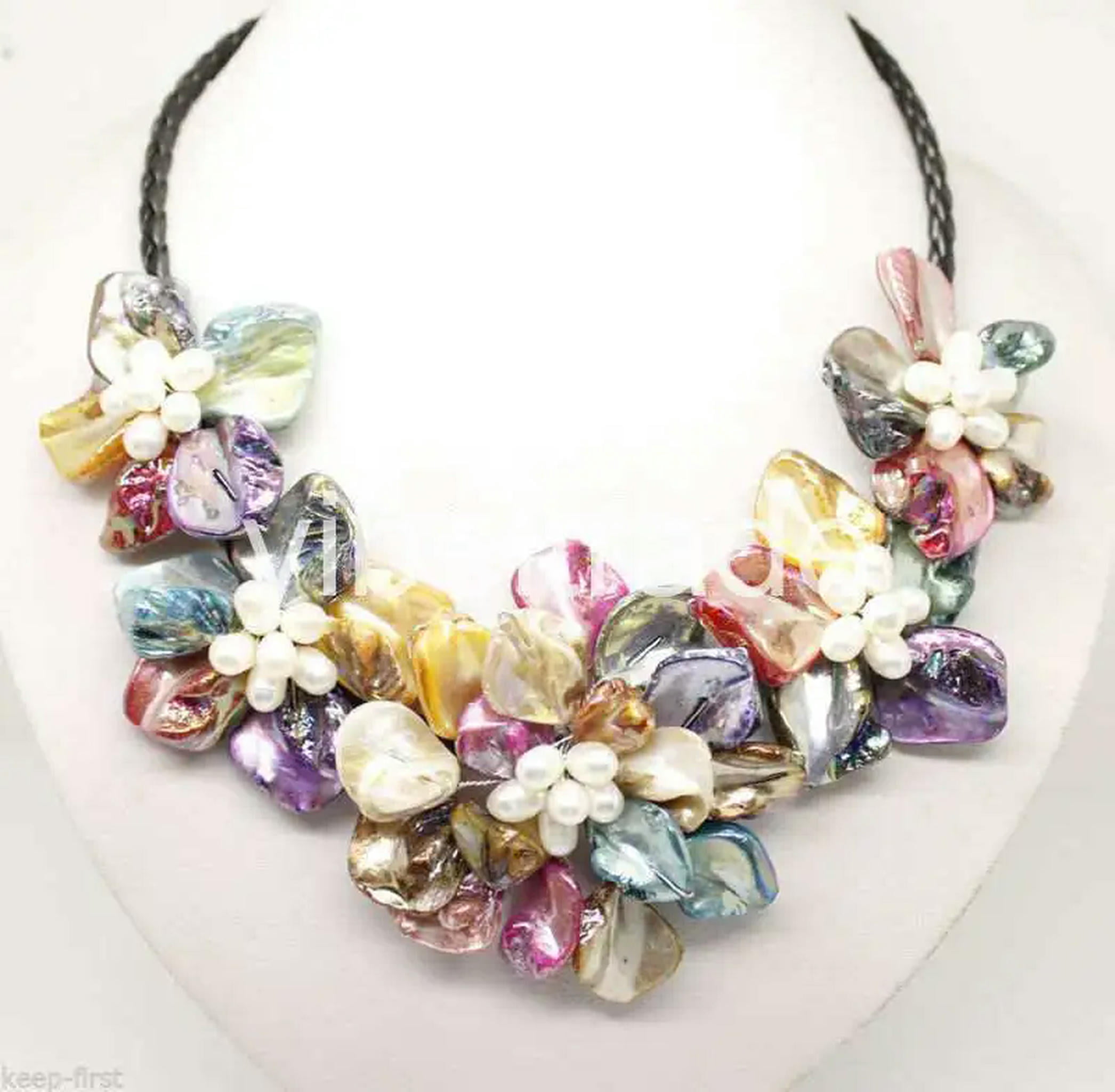 K-KED new Multi-Color of pearl shell flower necklace 18"long - Walmart.com