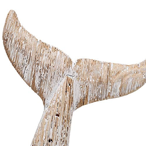 K KILIPES Wood Whale Tail Statue Nautical Tabletop Decor Rustic Whale ...