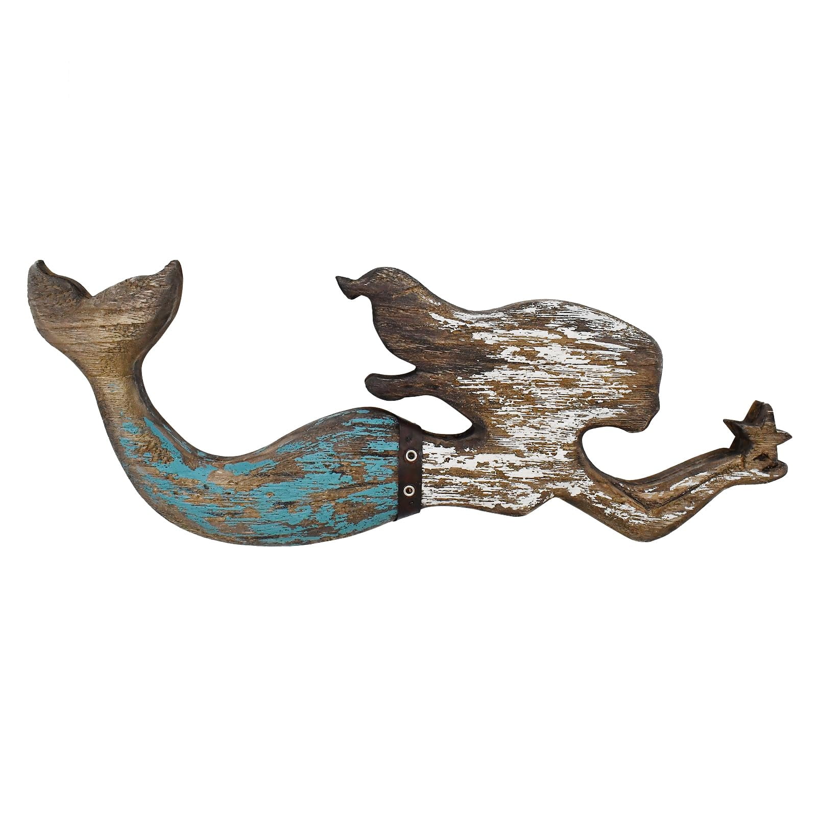 K KILIPES Wooden Mermaid Beach Wall Decor Rustic Hanging Mermaid Plaque ...
