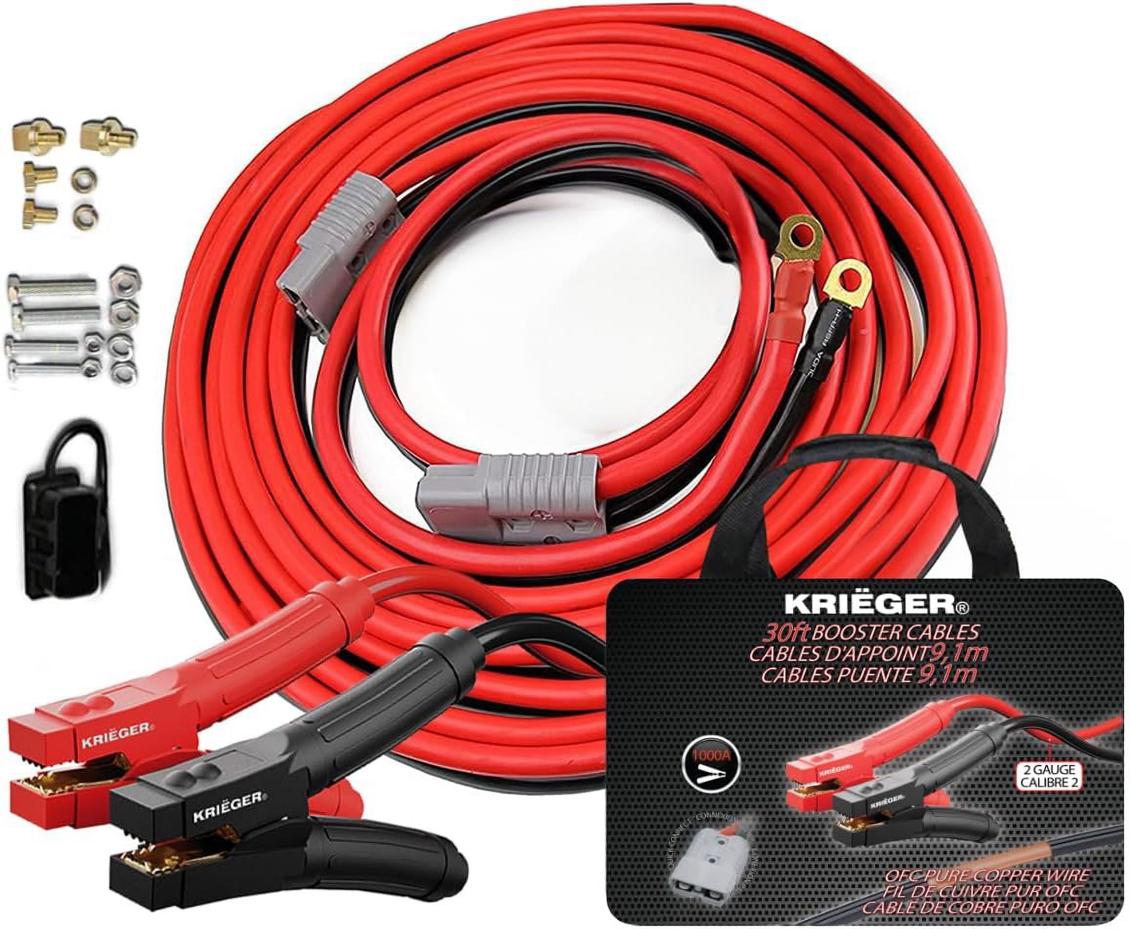 K KRIËGER Jumper Cables 100% Pure Copper, 30 Feet, 2 Gauge, 800 Amp ...