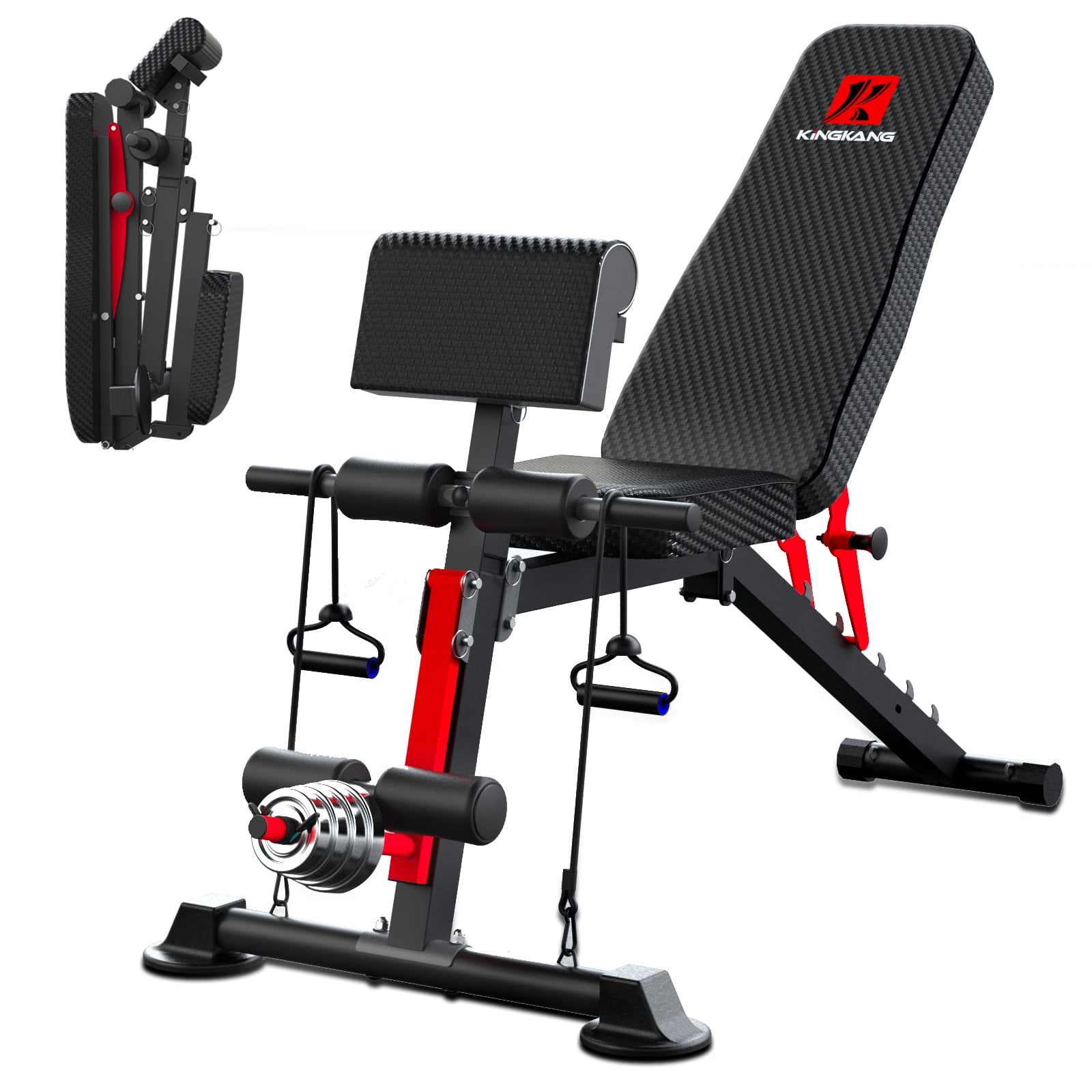 K KiNGKANG Adjustable Weight Bench, Foldable Workout Bench with 7 ...