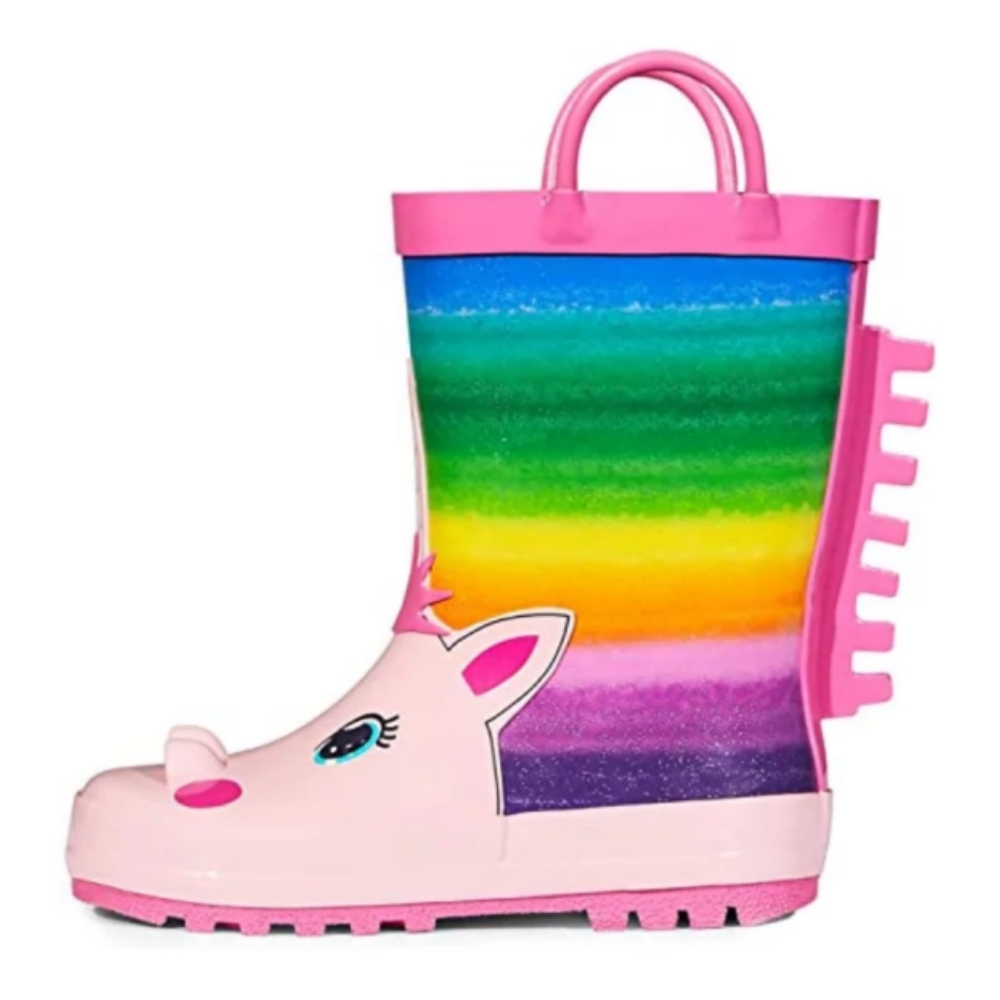 Kushyshoo Kids Rain Boots Rainbow Unicorn Print Girls Rubber Boots with ...