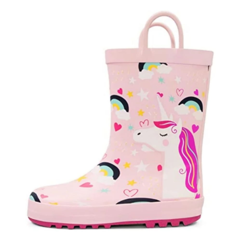 Kushyshoo Kids Rain Boots Unicorn Life Print Girls Rubber Boots with ...