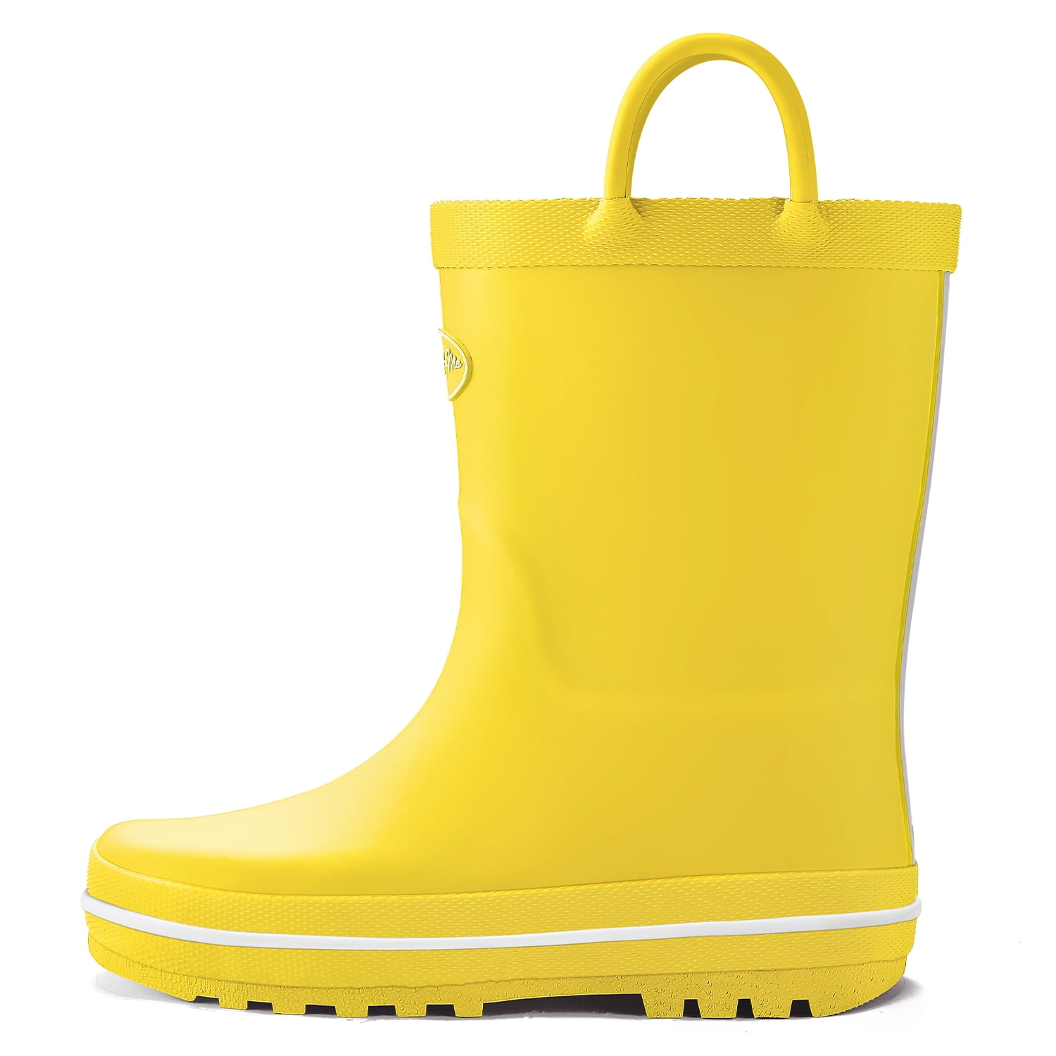 K KomForme Kids Rubber Rain Boots Yellow Matte Boots with Handles B5M ...