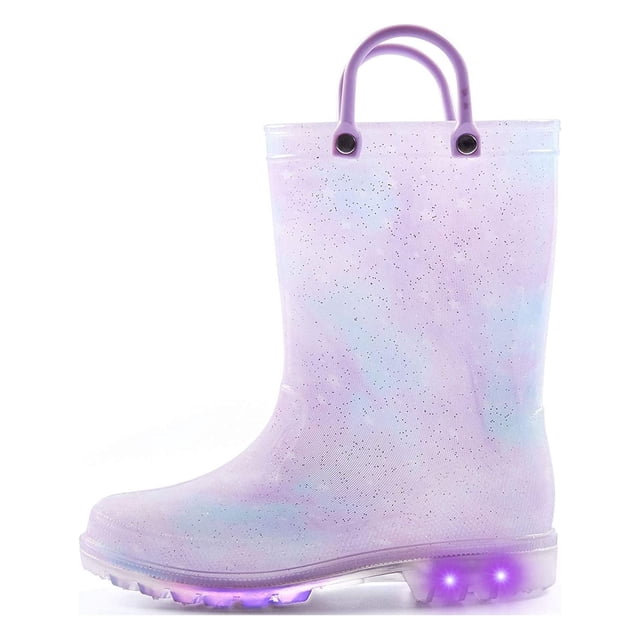 Kushyshoo Kids Starry Sky Glitter Light up Rain Boot Size 5 Toddler ...