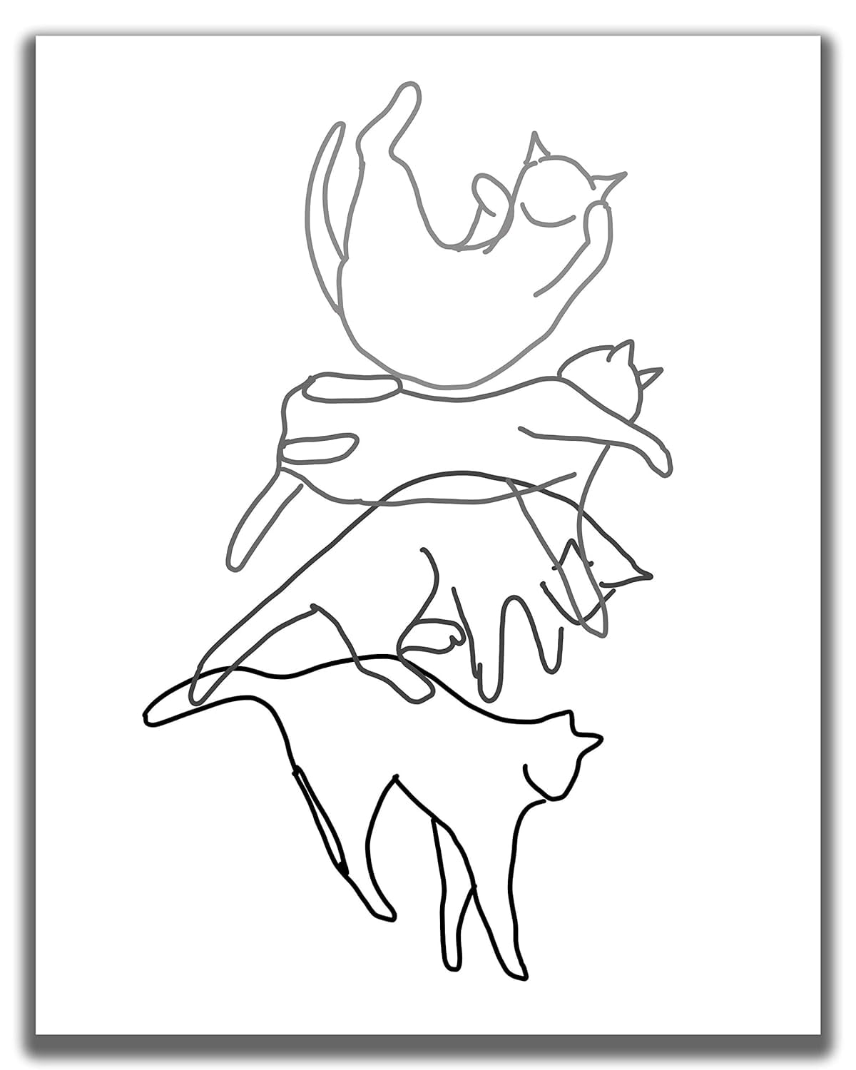 K&L DESIGN CO. Falling Cats Wall Art - 11x14" Unframed Print ...