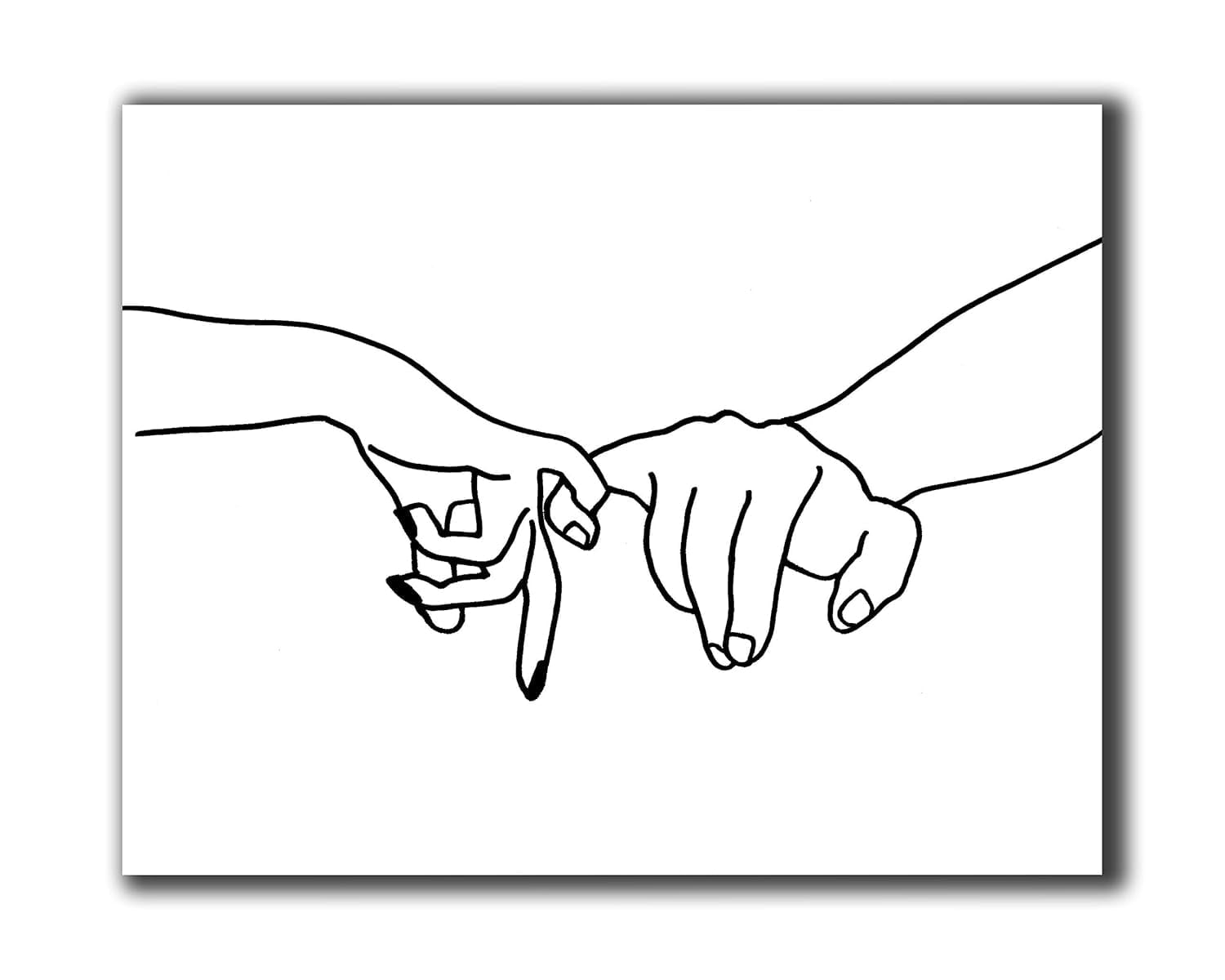 K&L DESIGN CO. Pinky Swear Hand Wall Art - 11x14" Unframed Print, Black ...