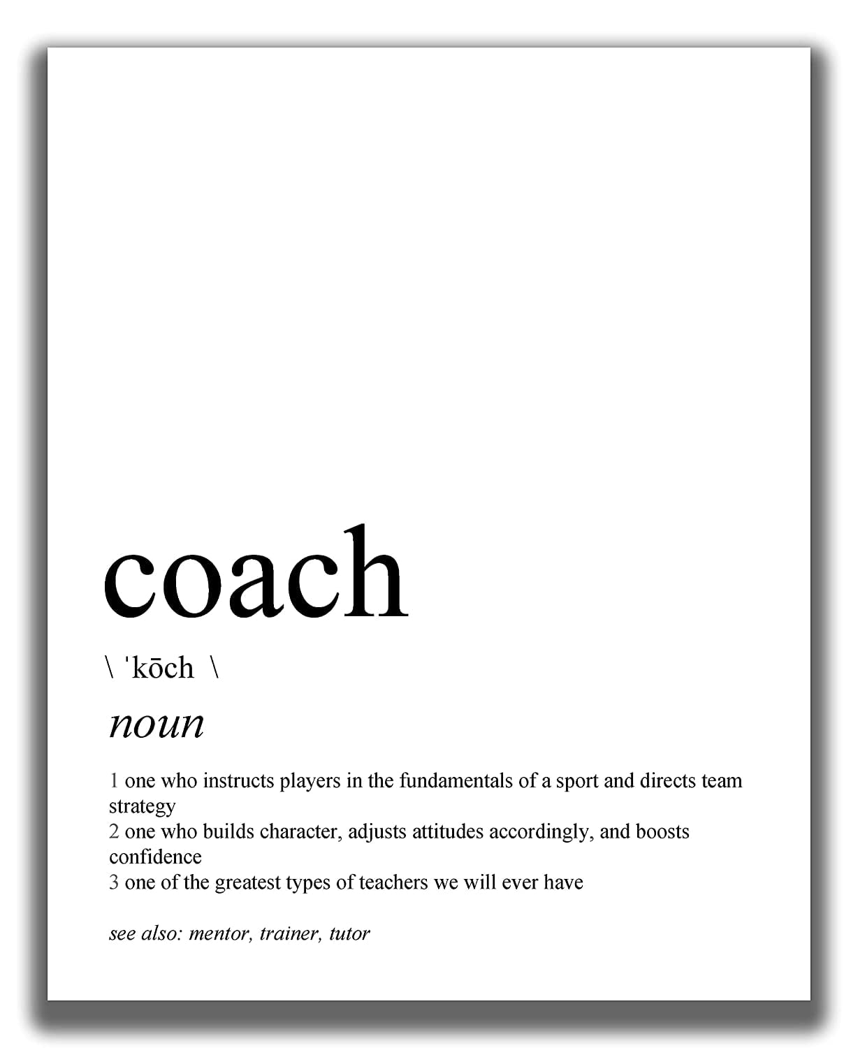 K&L Design Co: Funny Wall Art Decor - 8x10" Unframed Typography - Coach ...
