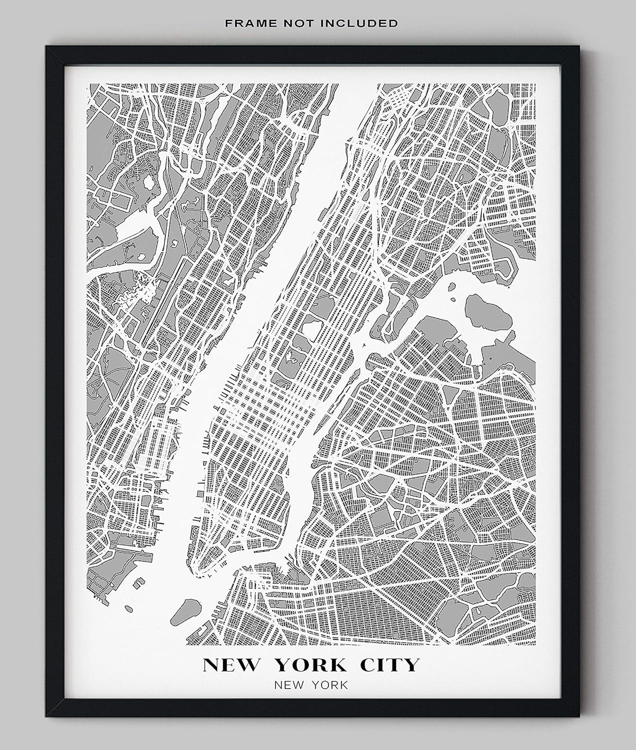 K&L Design Co: New York Map Poster - 11x14" Map Wall Art Print ...