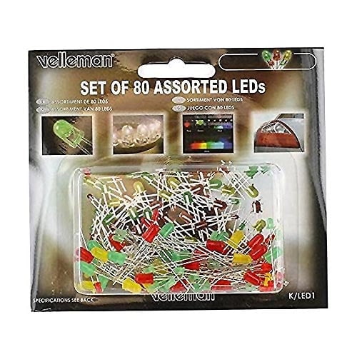 K/LED1 - LED5 LED3 ASSORTED SET 5MM:RED/GREEN/YEL 3MM:RED/GREEN (80 pcs ...