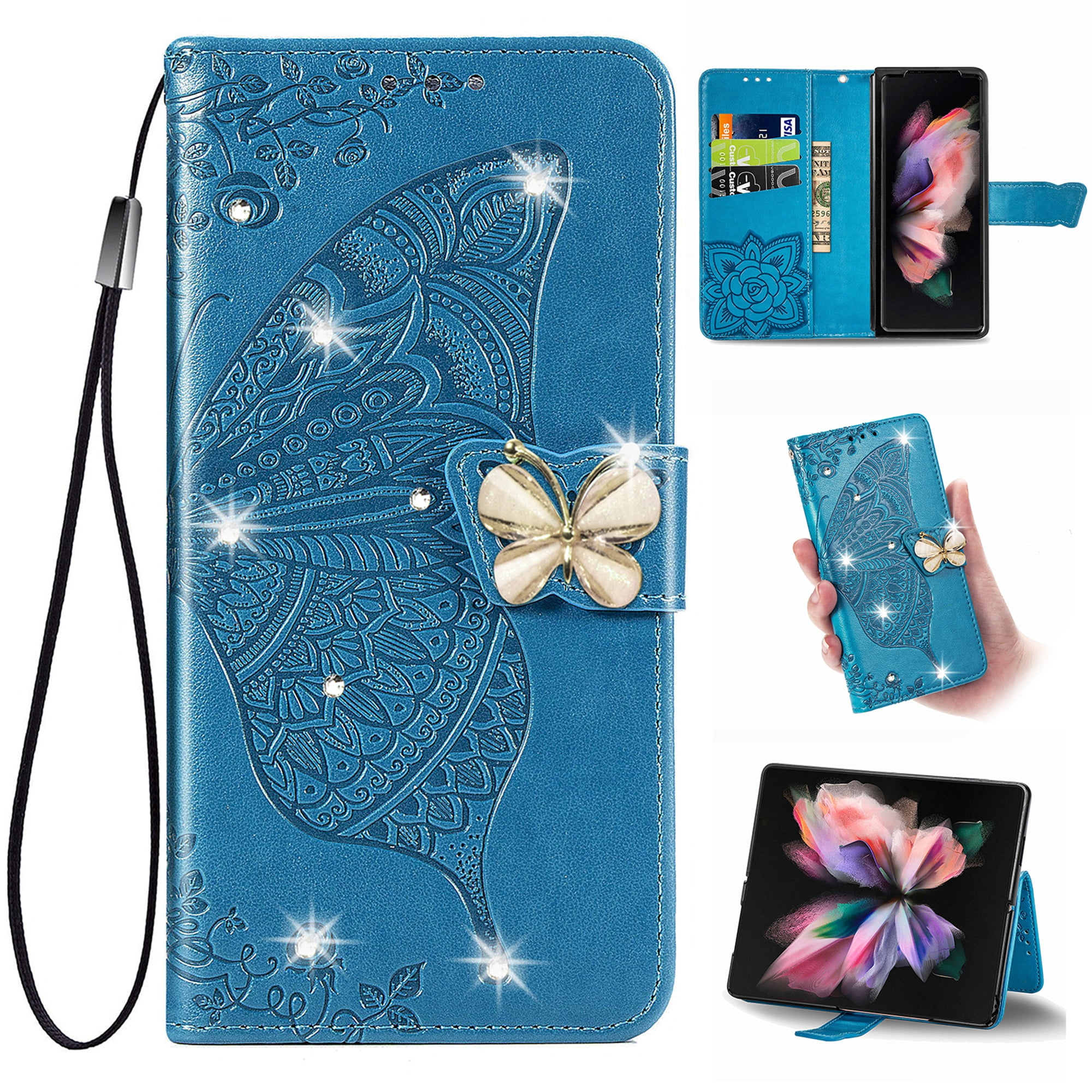 K-Lion for Samsung Galaxy A10e Folio Flip Case, Luxury Bling Butterfly ...