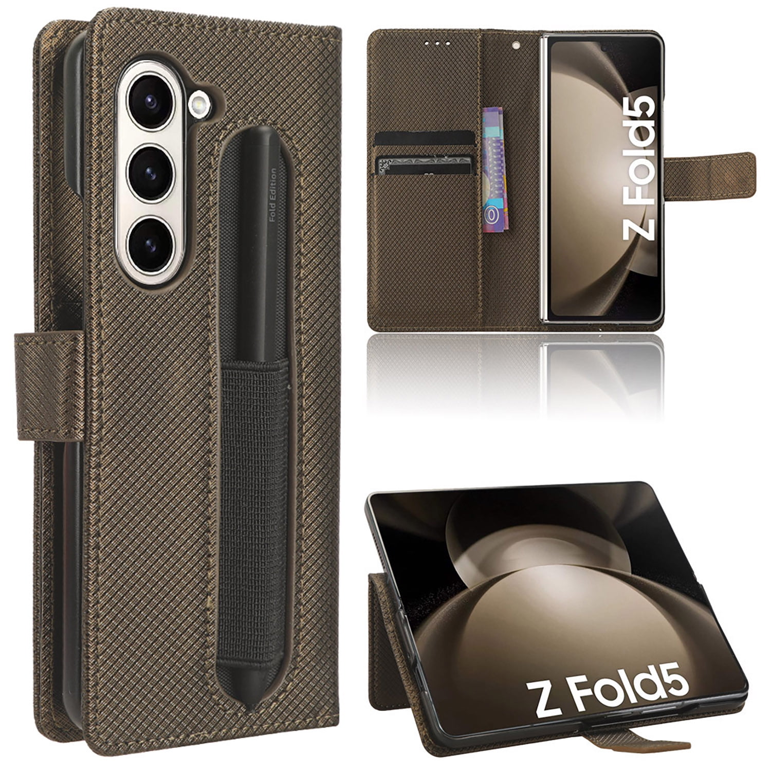 K-Lion Wallet Case for Samsung Galaxy Z Fold5,S Pen Holder Shockproof ...