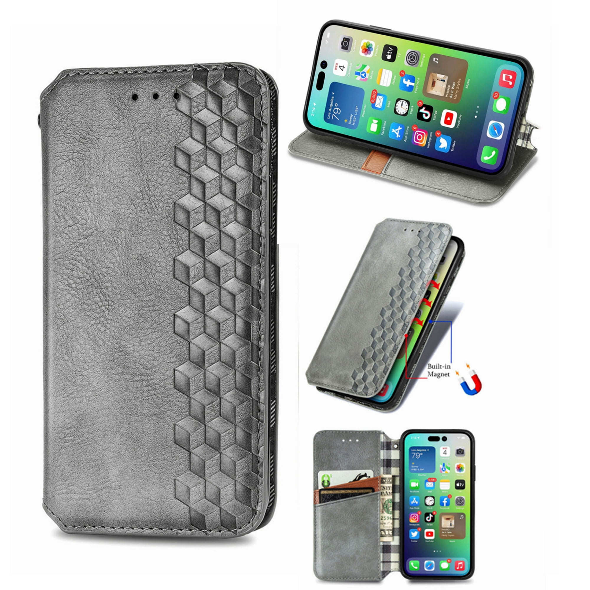 K-Lion Wallet Case for iPhone XR, Luxury Elegant Embossed PU Leather ...