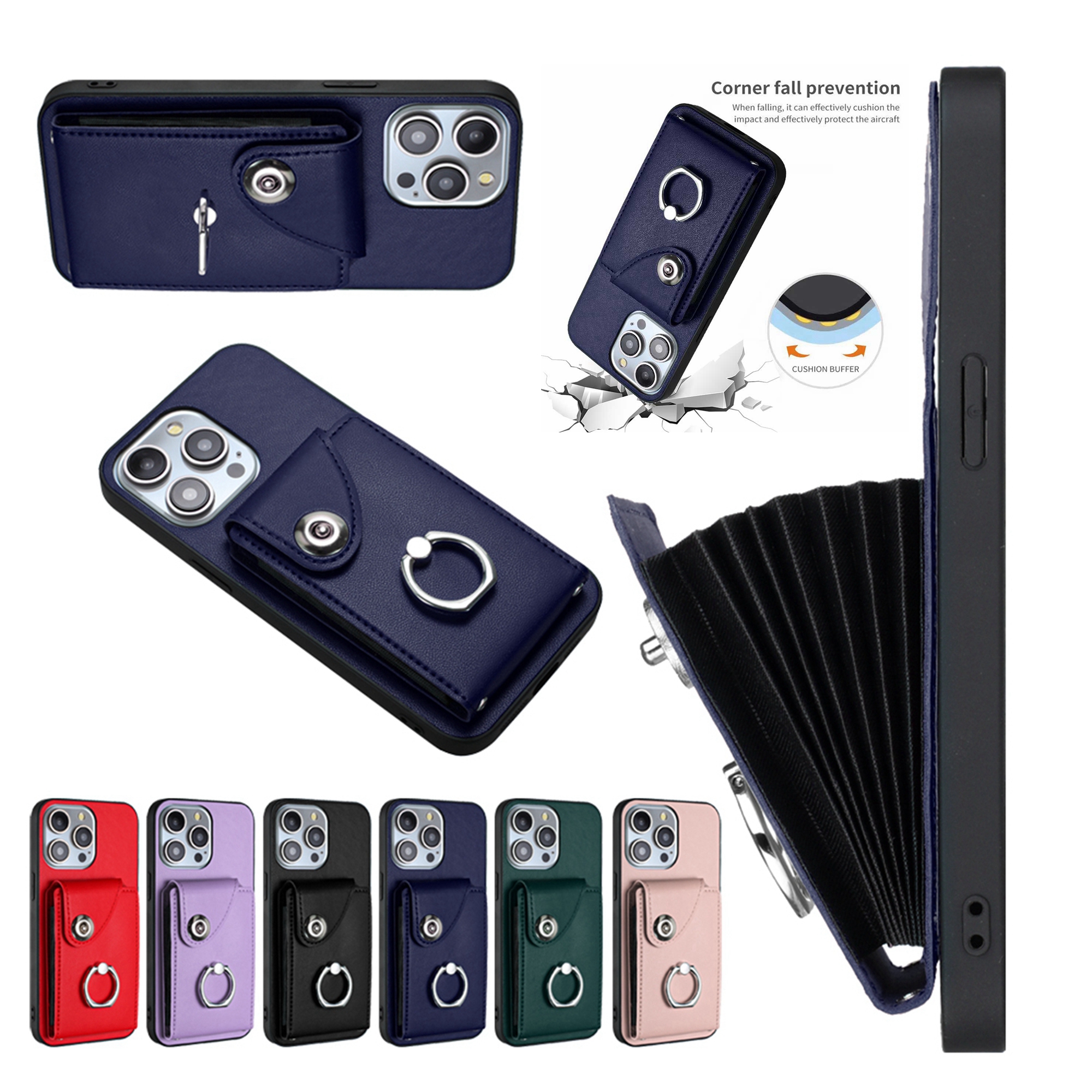 K-Lion for iPhone 12 Pro Max Wallet Case,Classical PU Leather Back Card Slots 360° Ring Holder ...