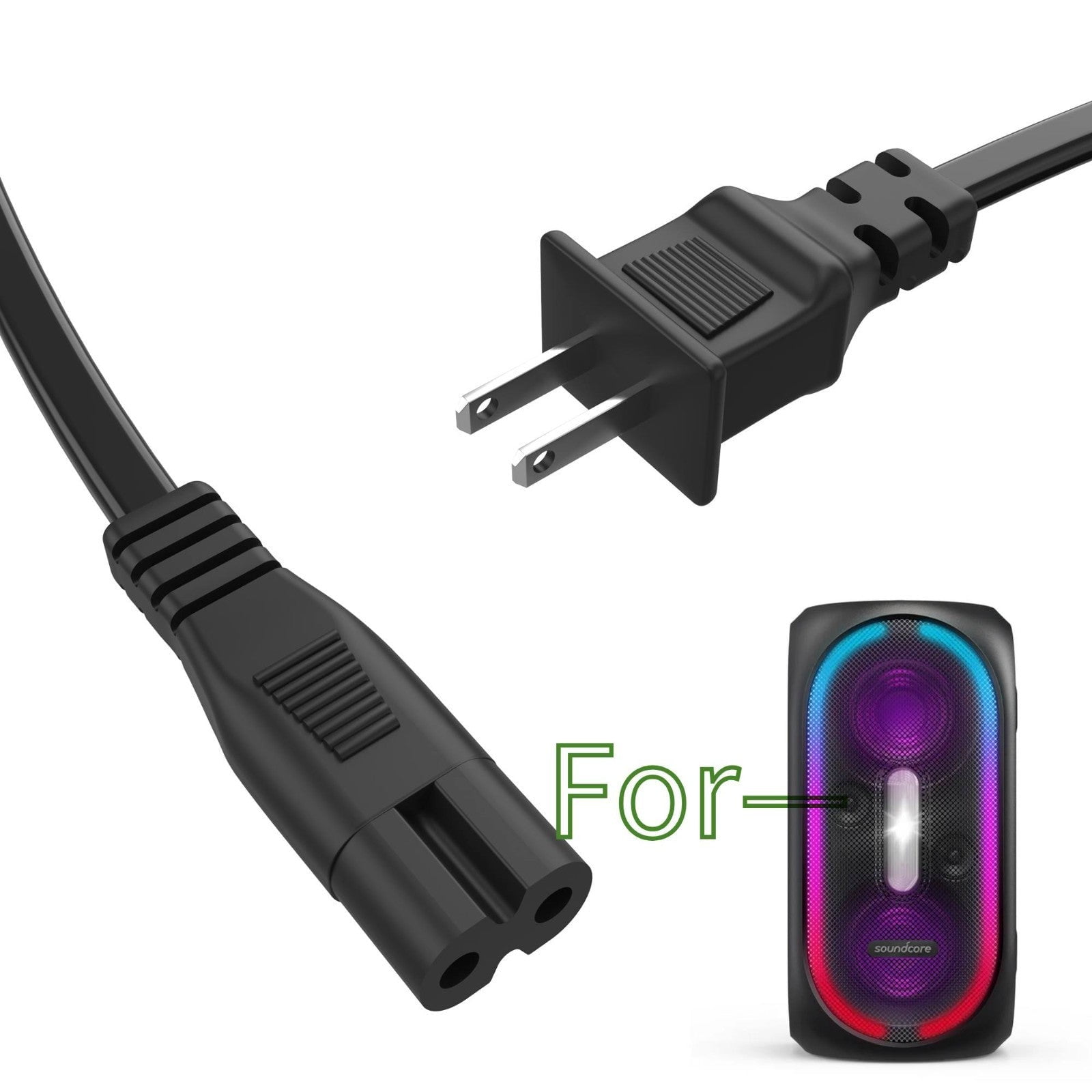 K-MAINS 2-Prong AC Power Cord Comaptible With Anker Soundcore A3391 ...