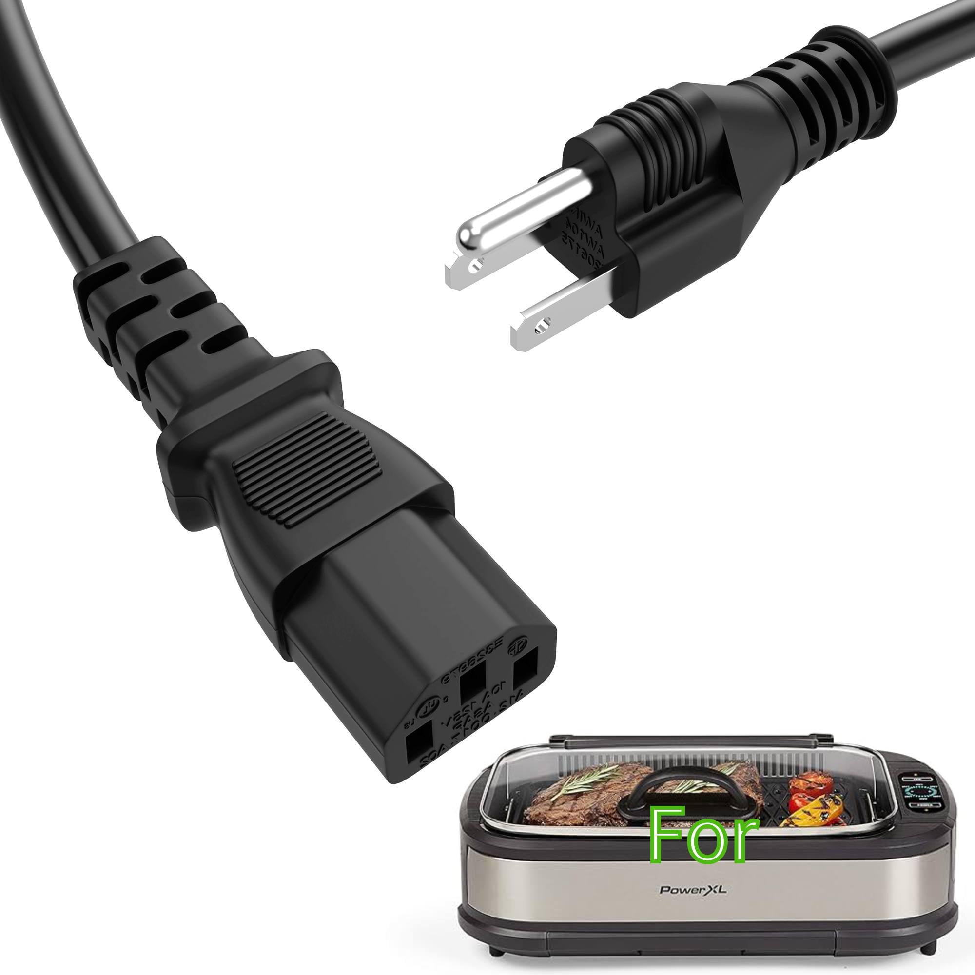 K-MAINS 6ft UL AC Power Cord Cable Replacement for Power Smokeless Grill XL Model PG1500XL 3 ...