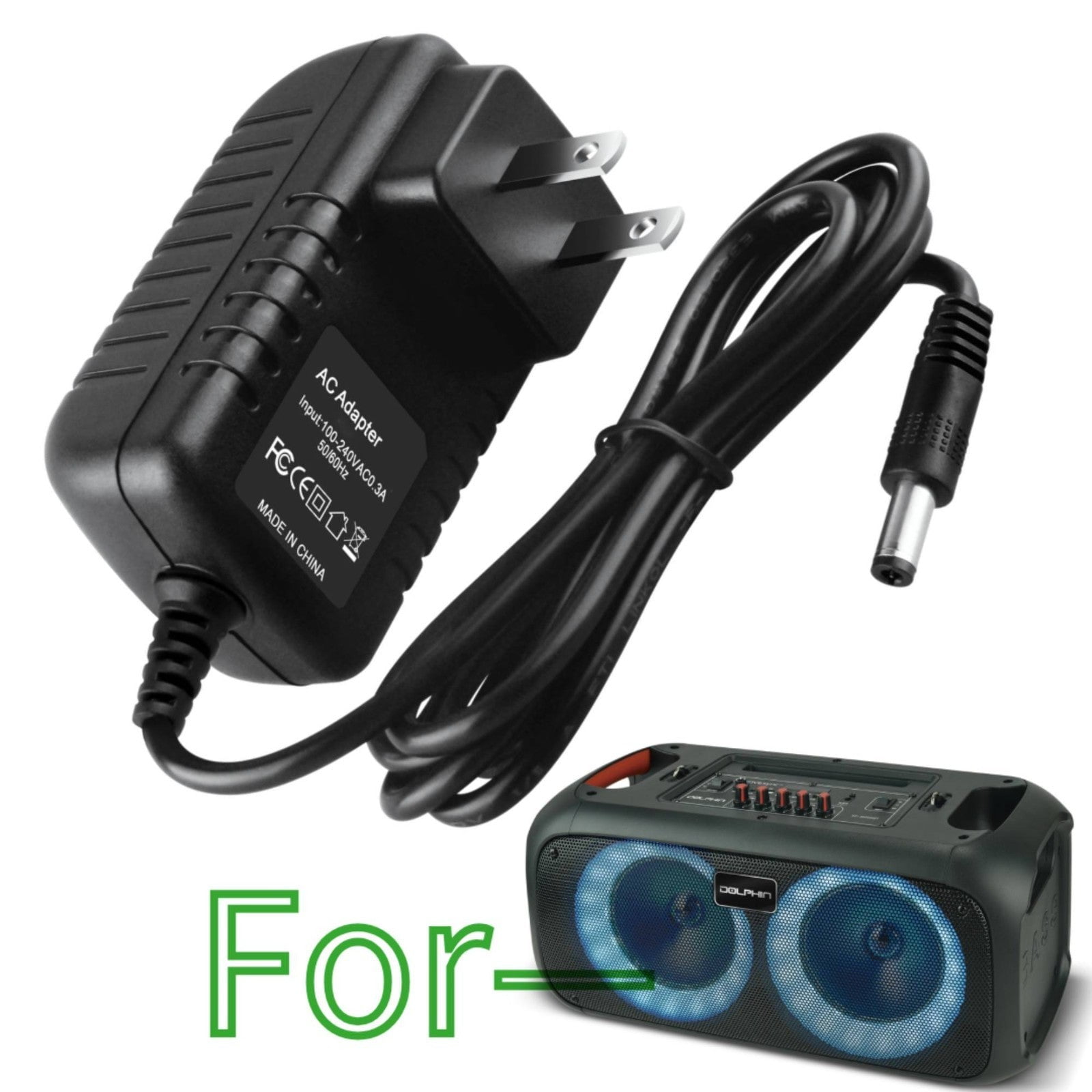 K-MAINS AC/DC Adapter Charger Compatible With Dolphin SP-2600RBT WaveSync Speaker Boombox PSU ...