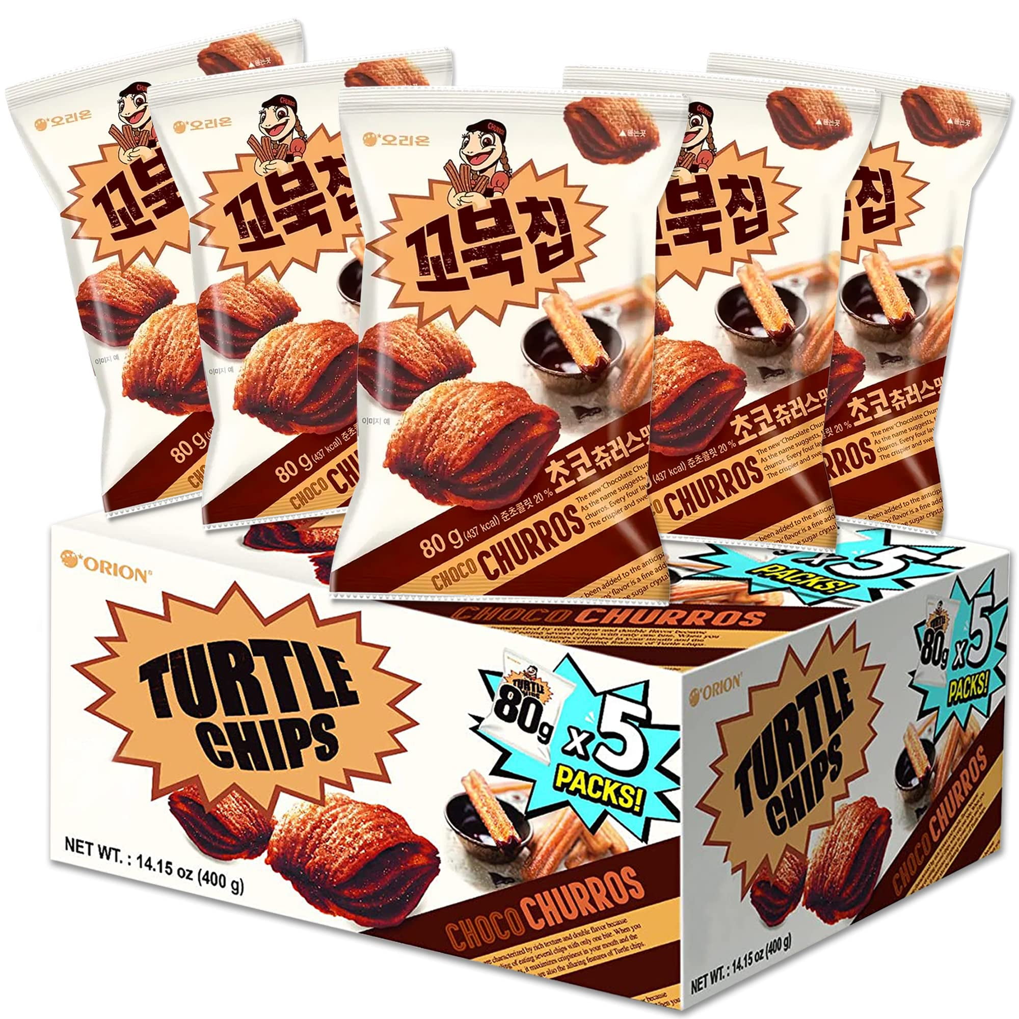 K-Munchies Orion Turtle Chips GP27 - 5 Packs of 80-gram Churro Flavor ...