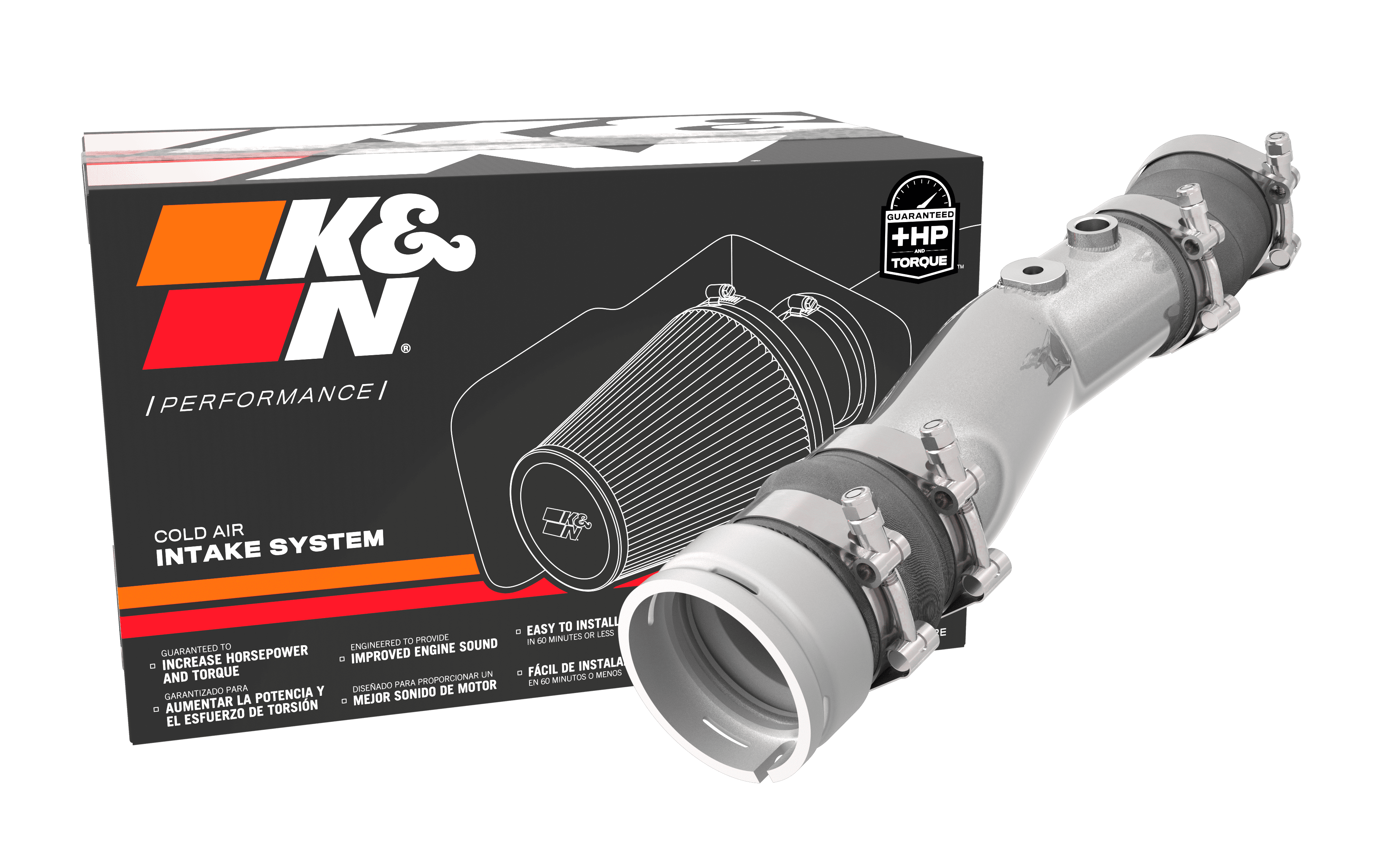 K&N Charge Pipe Kit, Guaranteed horsepower increase, Compatible with ...
