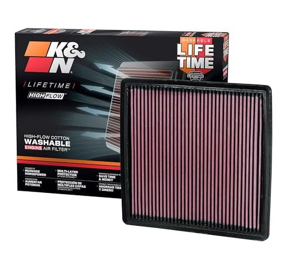 K&N High-Flow Engine Air Filter: Lifetime, Washable, Premium Automotive ...