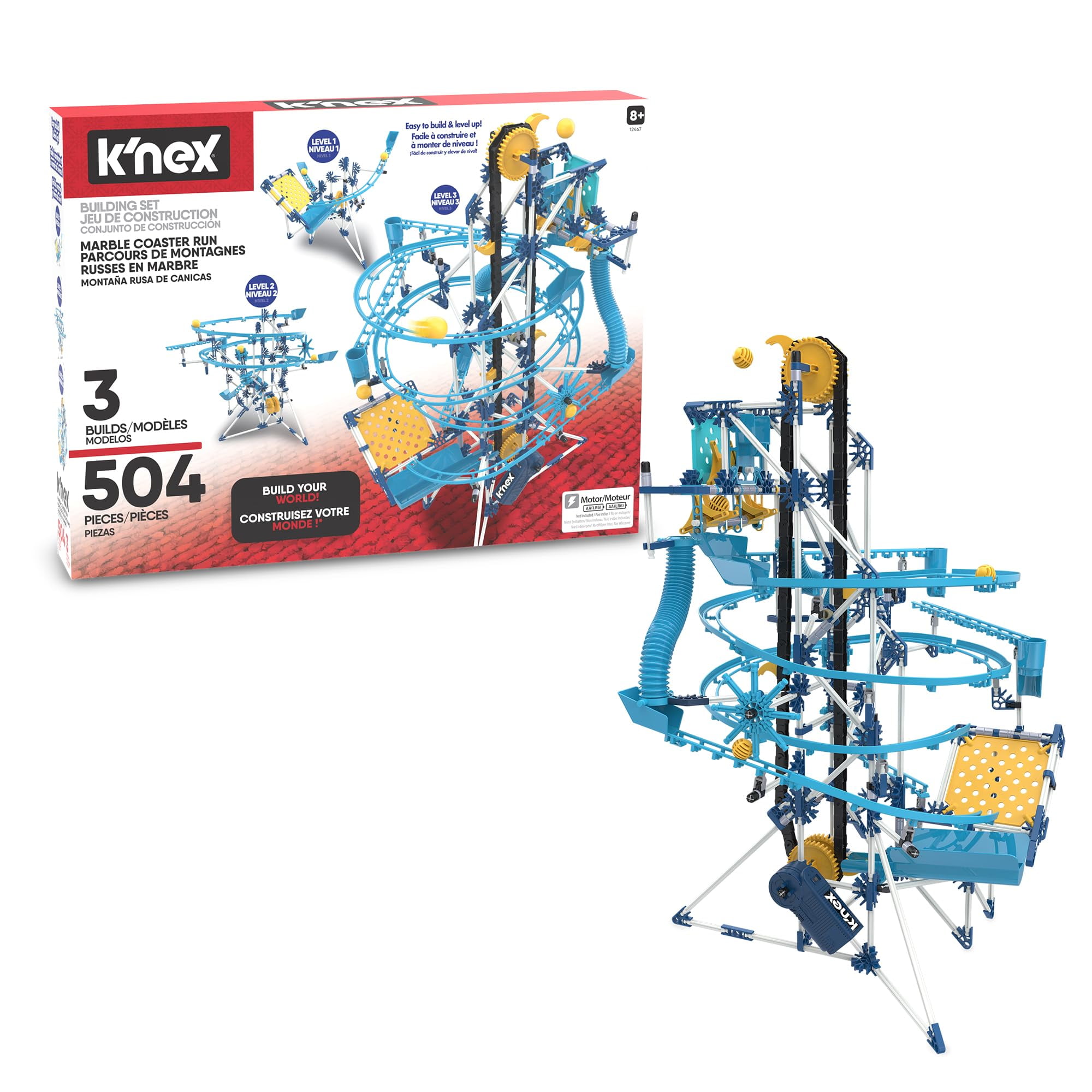 K'NEX - Marble Coaster AIF9 Run with Motor‚ 504 Pieces, STEM Building, Kid Construction Set ...