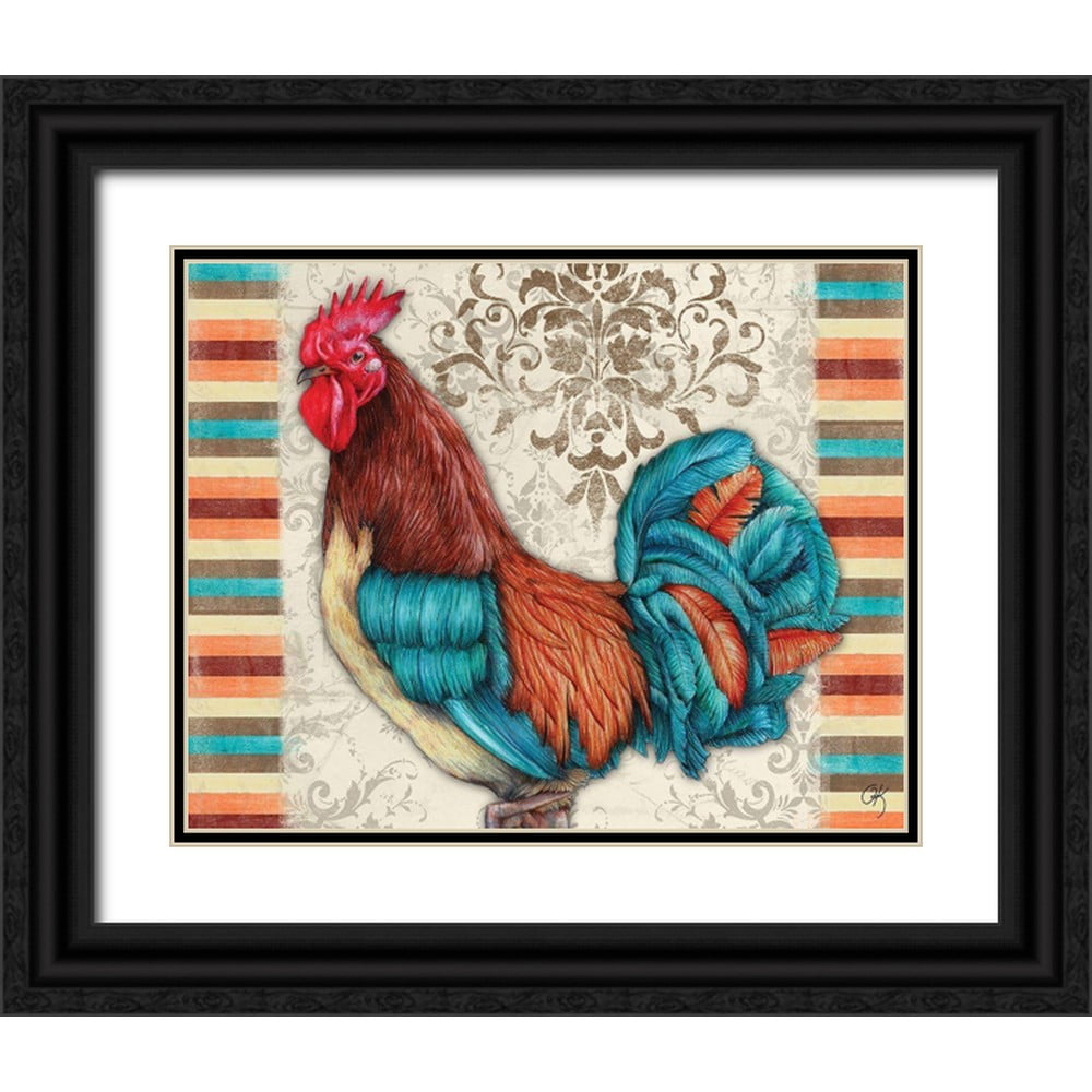 K, Onna 14x12 Black Ornate Wood Framed with Double Matting Museum Art ...