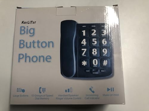 K-P02B Big Button Corded Telephone for Elderly Perfect for Low Vision ...