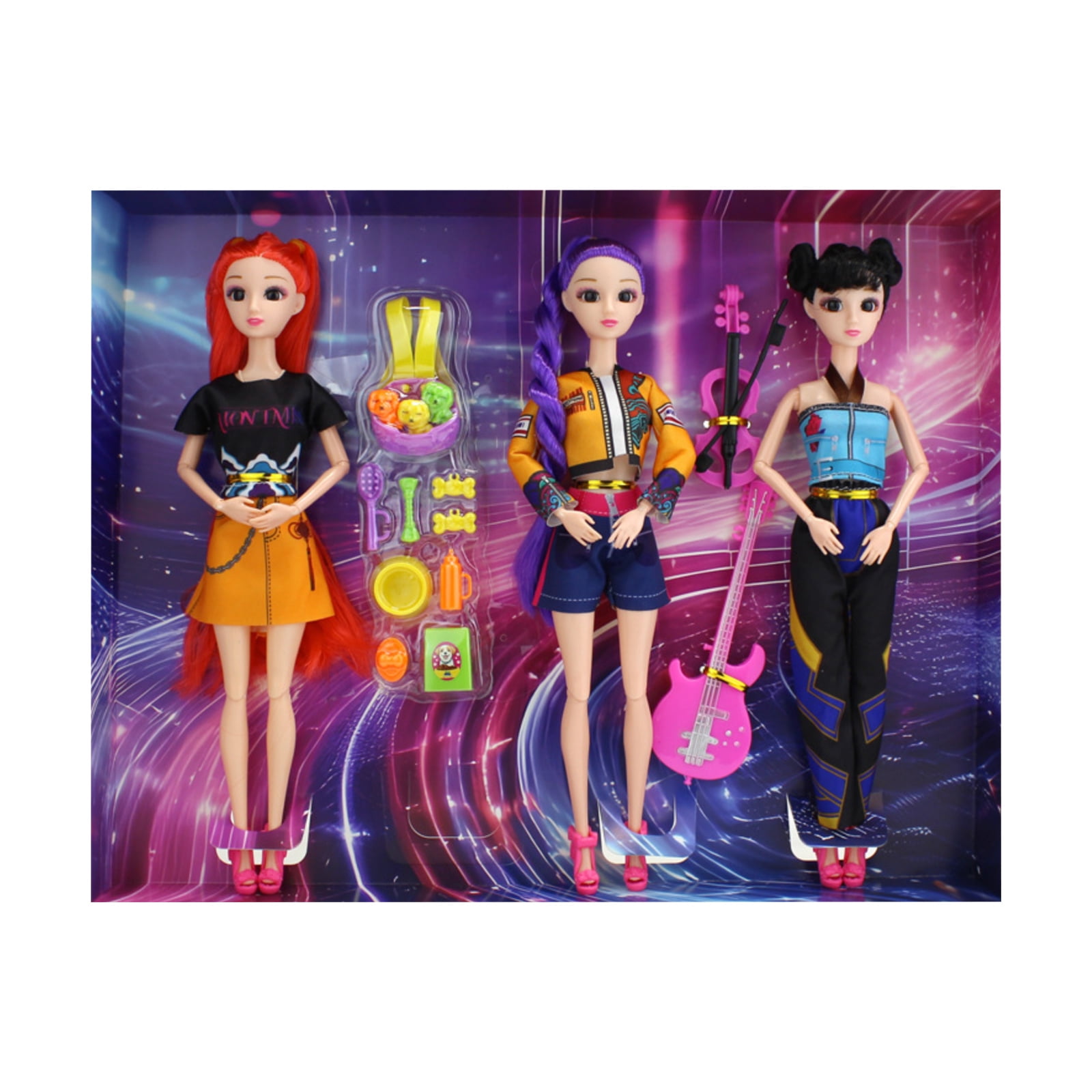 K+POP 3pcs Musical Light Up Doll, Adjustable Joint Figure Figurine, A ...