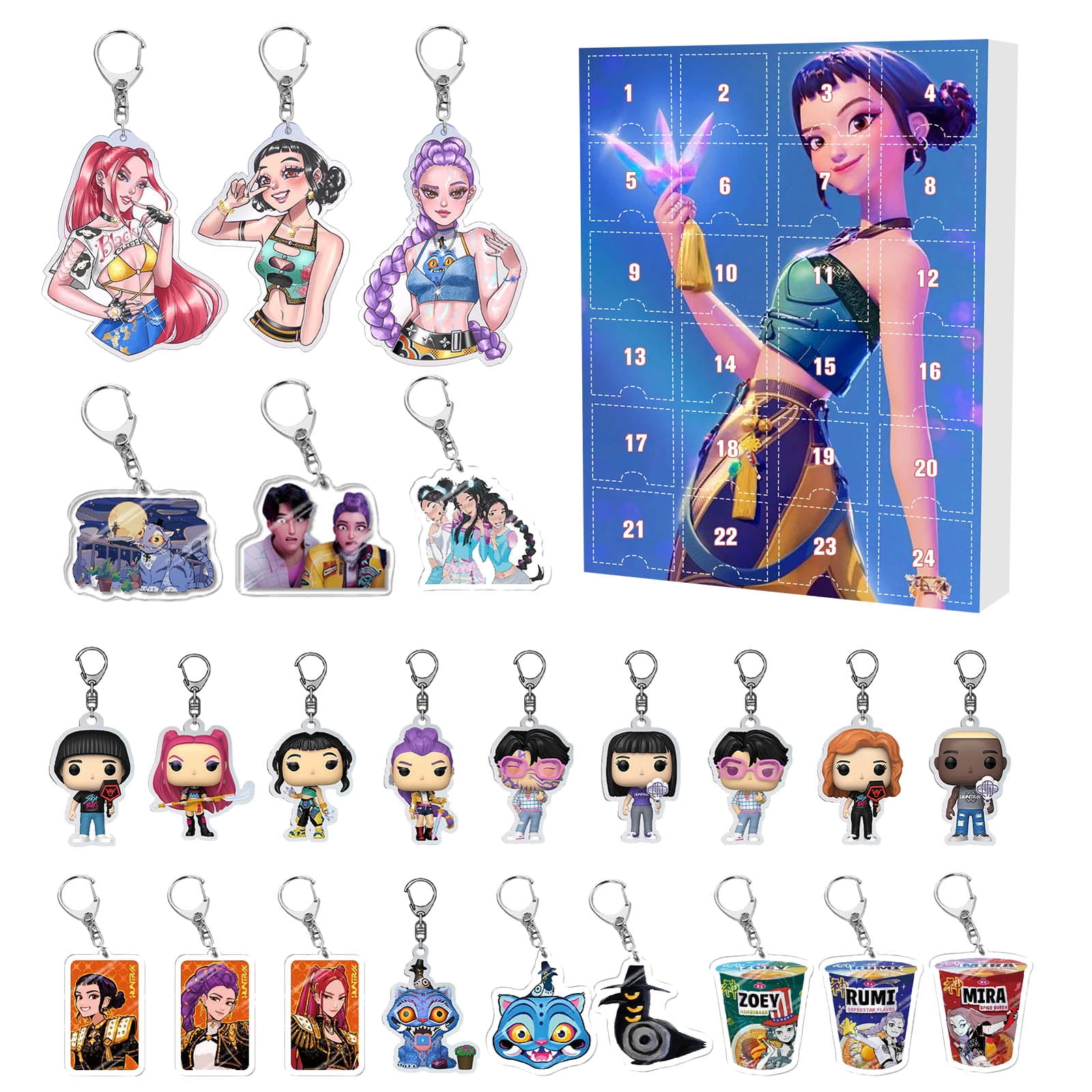 K+POP Arrival Calendar With 24 Double-Sided Printed Acrylic Keychains ...
