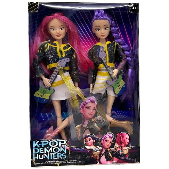 K+POP De+m0n Hunters H-Huntr’i'xs Dolls - 2Pcs Collectable Vinyl Action Figures - G'i'rls Group ...