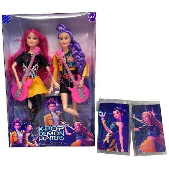 K+POP De+m0n Hunters H-Huntr’i'xs Dolls - 2Pcs Collectable Vinyl Action Figures - G'i'rls Group ...
