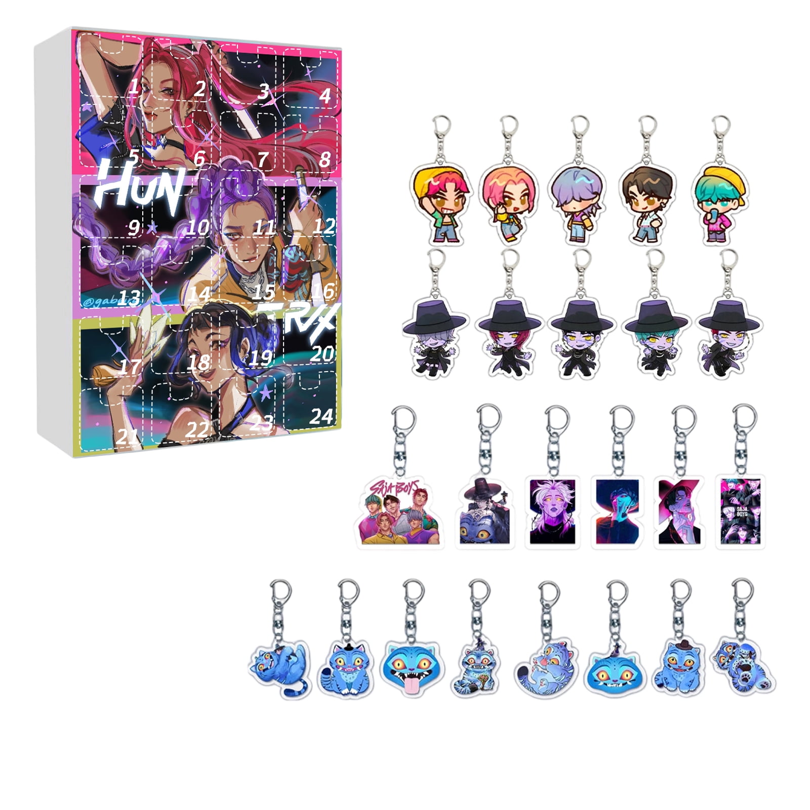 K-POP Demon-Hunter 2D Stereoscopic Keychain Blind Box, 24 Accessories ...