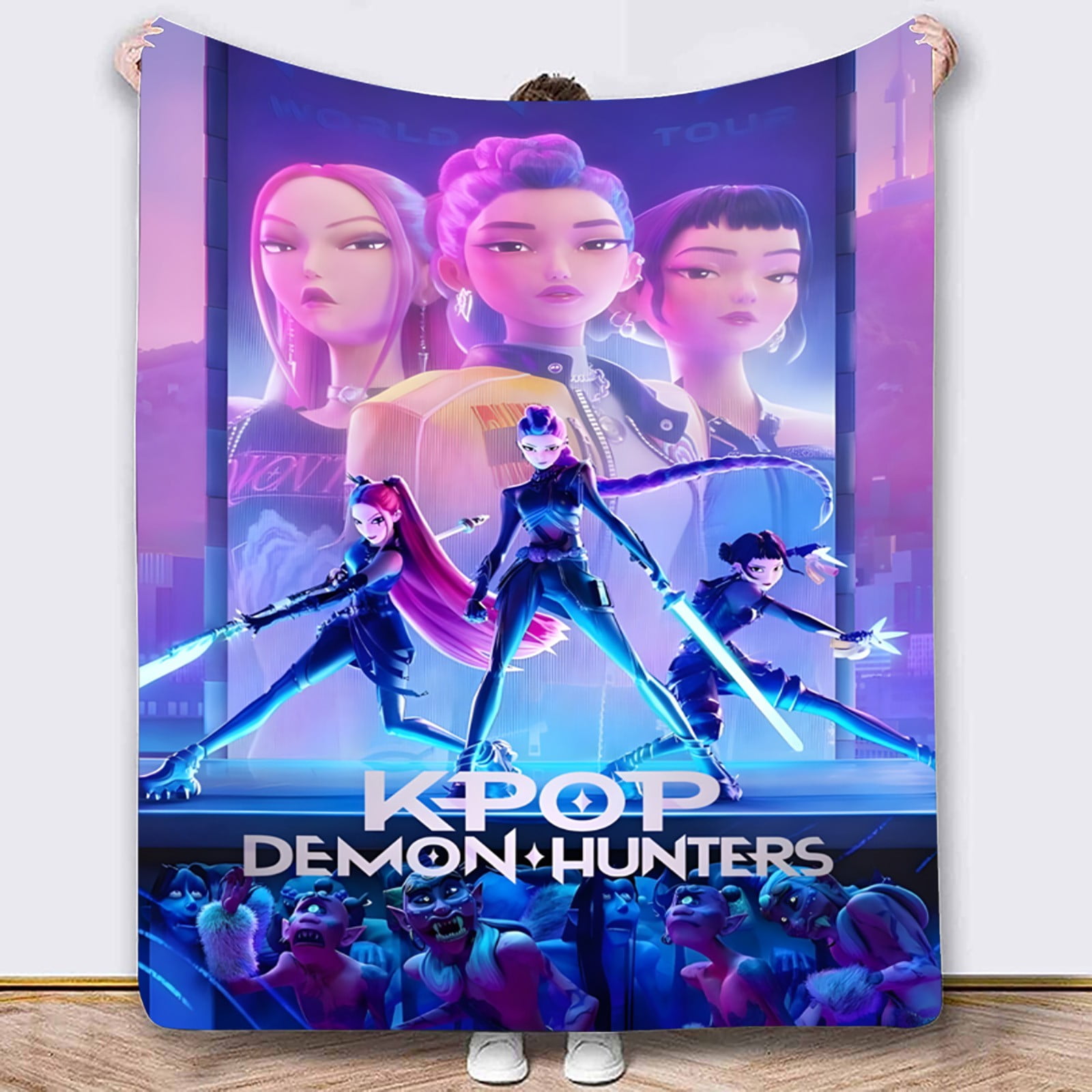 K+POP+Demon+Hunter Design Soft Fleece Throw, Pop Stars Cozy Anime Gamer ...