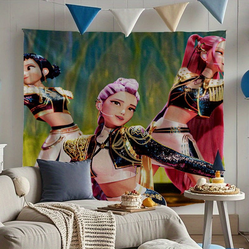 K-POP Demon Hunter Themed Tapestry - Durable, Wrinkle-Resistant & Easy ...