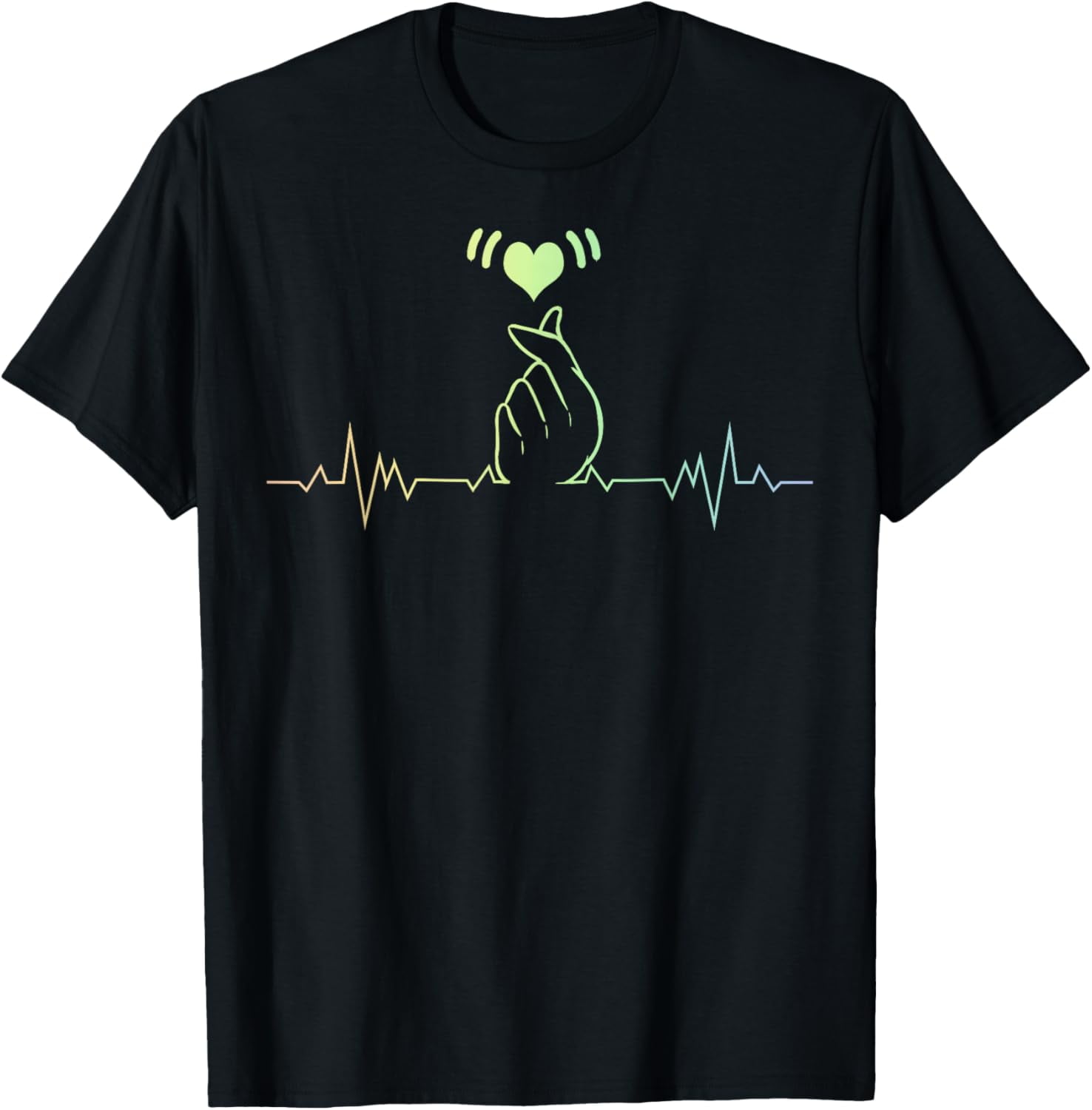 K-POP Heartbeat Heart Pulse Love Finger Korean Music Lover T-Shirt ...