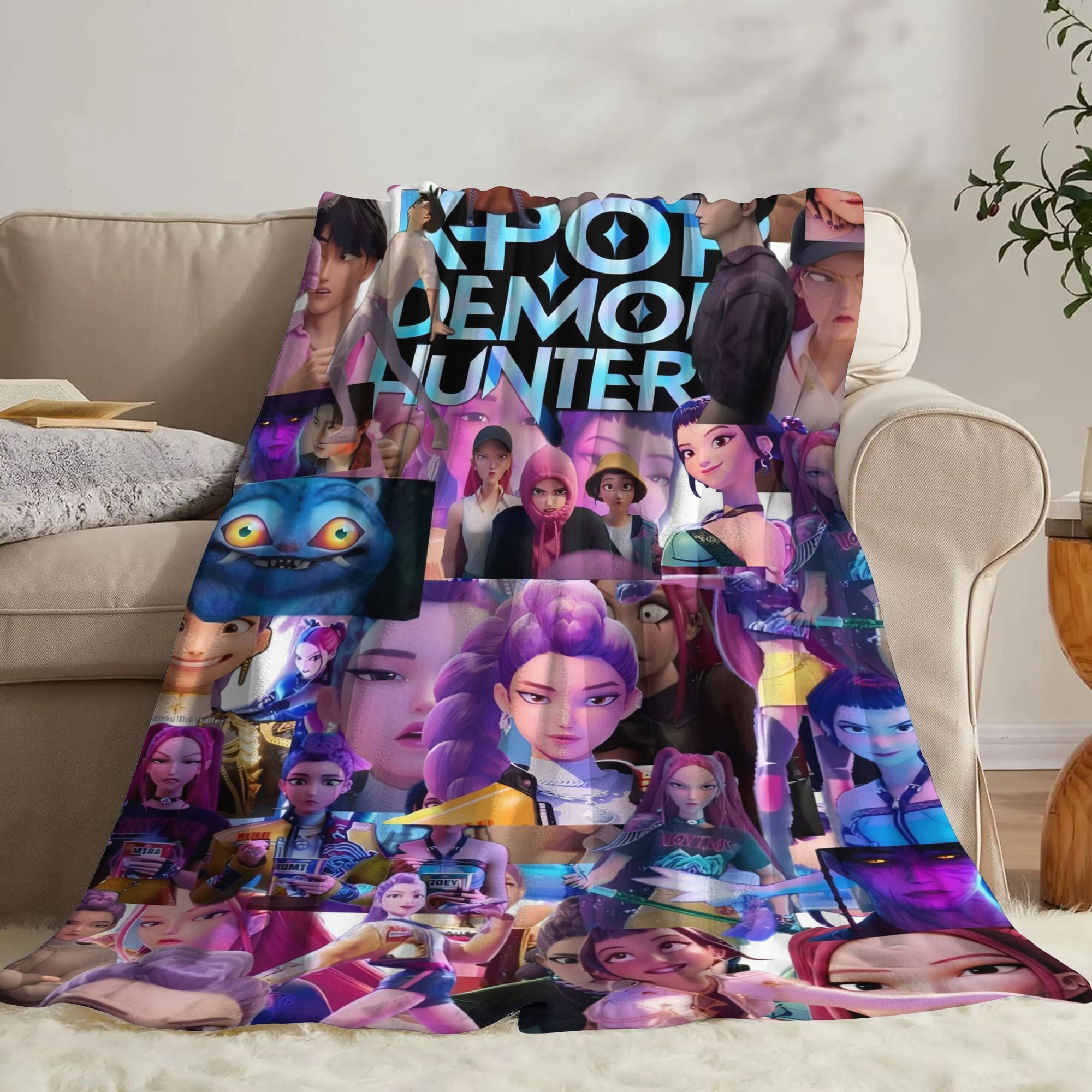K-Pop Demon Hunters Anime Blanket - Soft Flannel Throw, All-Season ...