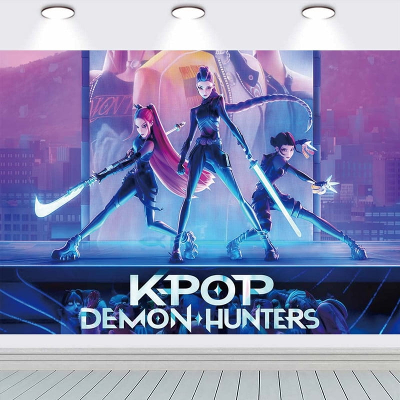 K Pop Demon Hunters Backdrop Banner Party Supplies Poster Movie Theme Background for Photography ...