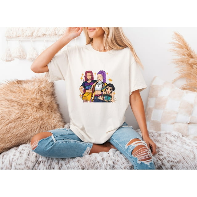 K-Pop Demon Hunters Huntrix Drawing Zoey Rumi Mira Unisex T-Shirt ...