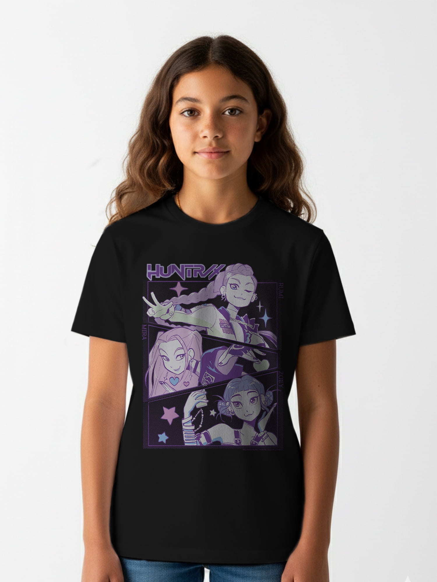 K-Pop Demon Hunters, Girls Short Sleeve T-Shirt, Huntrix Group Panels ...