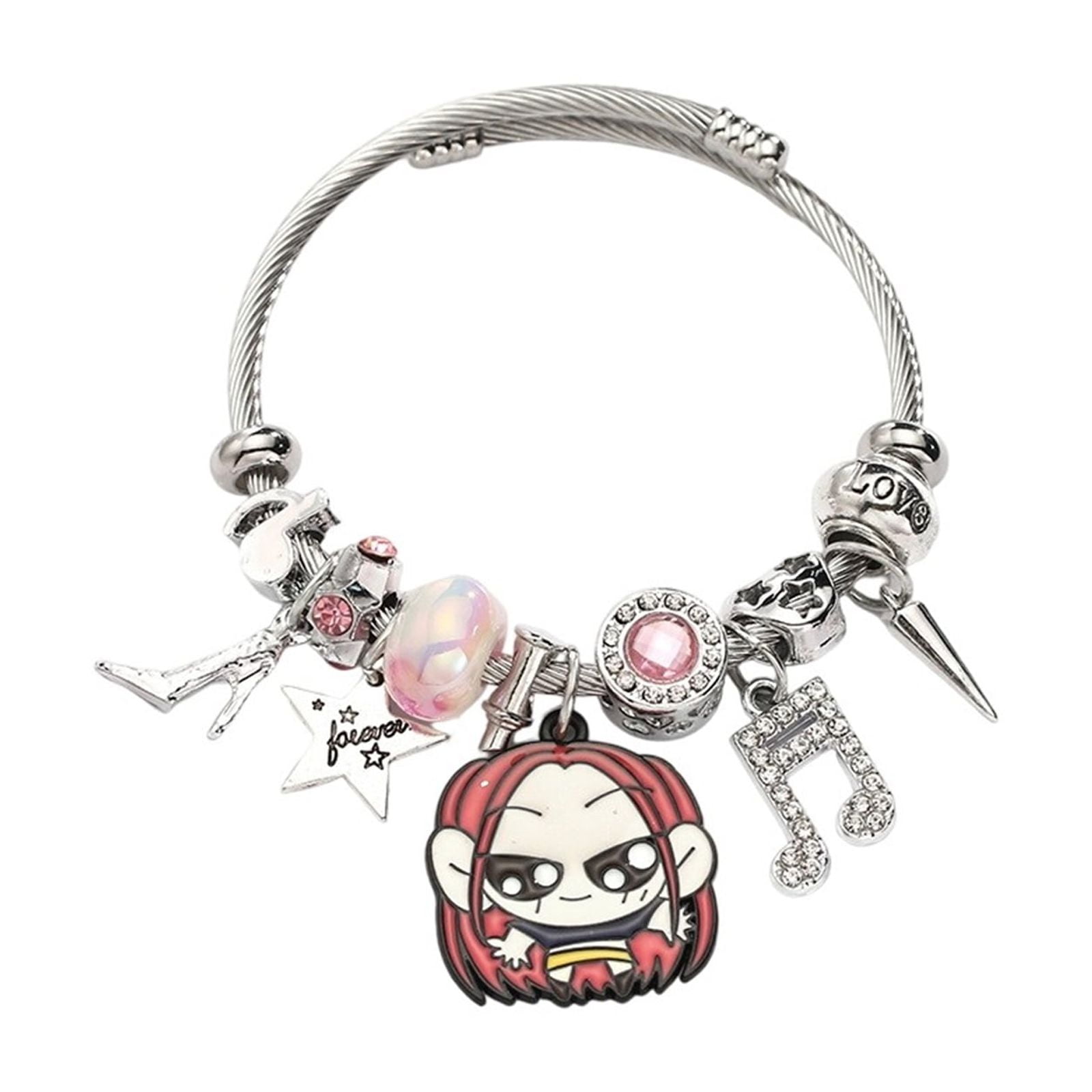 K-Pop Demon- Hunters -Inspired Cartoon Diamond Bracelet, Open Stainless ...