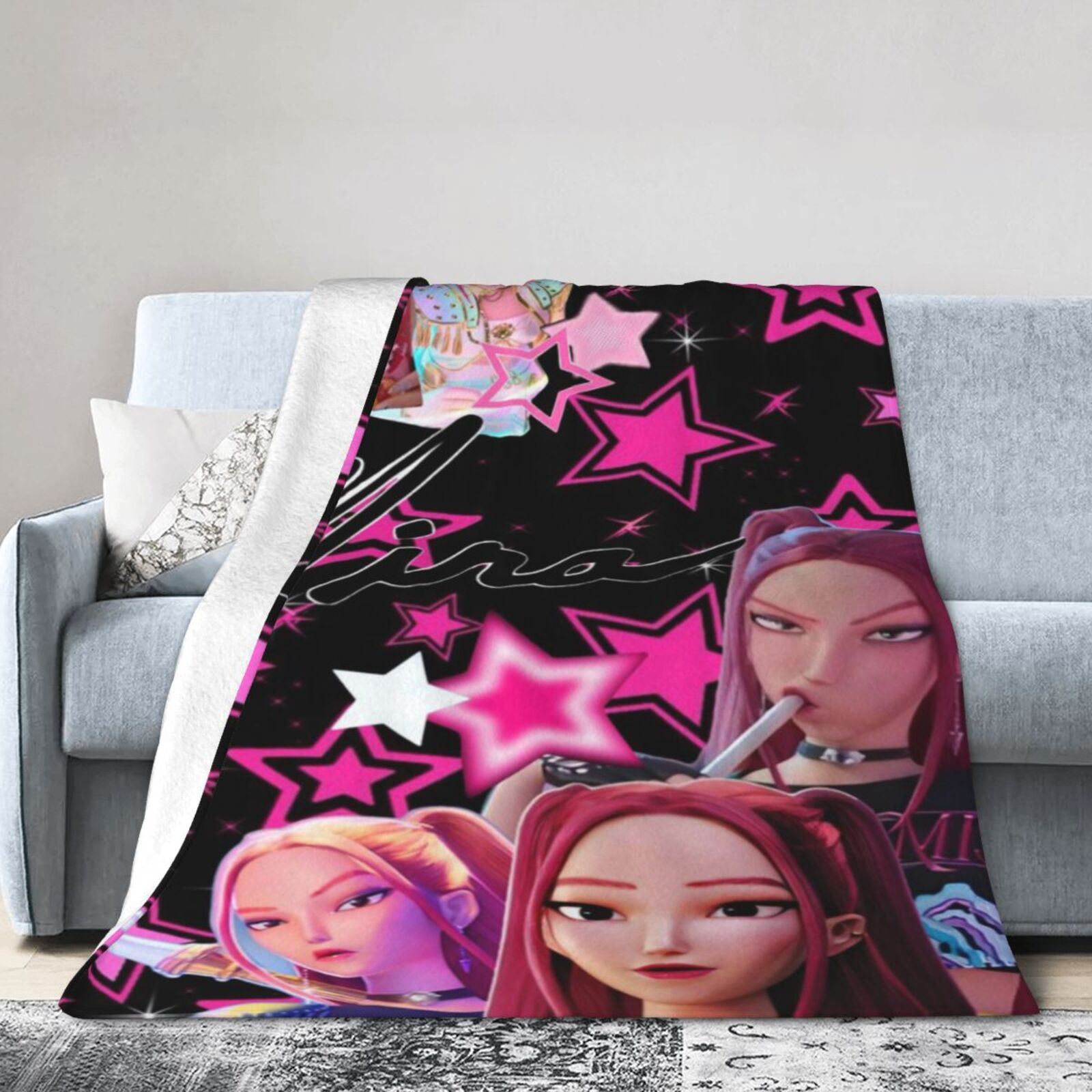 K-Pop Demon Slayer Hunters Blanket – Soft Flannel Throw Blanket with ...