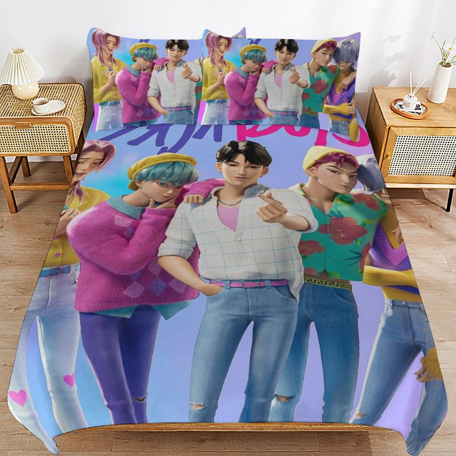K-Pop Devil Hunter 3-Piece King Bedding Set,Kids Bedding Bed Set with 1 ...