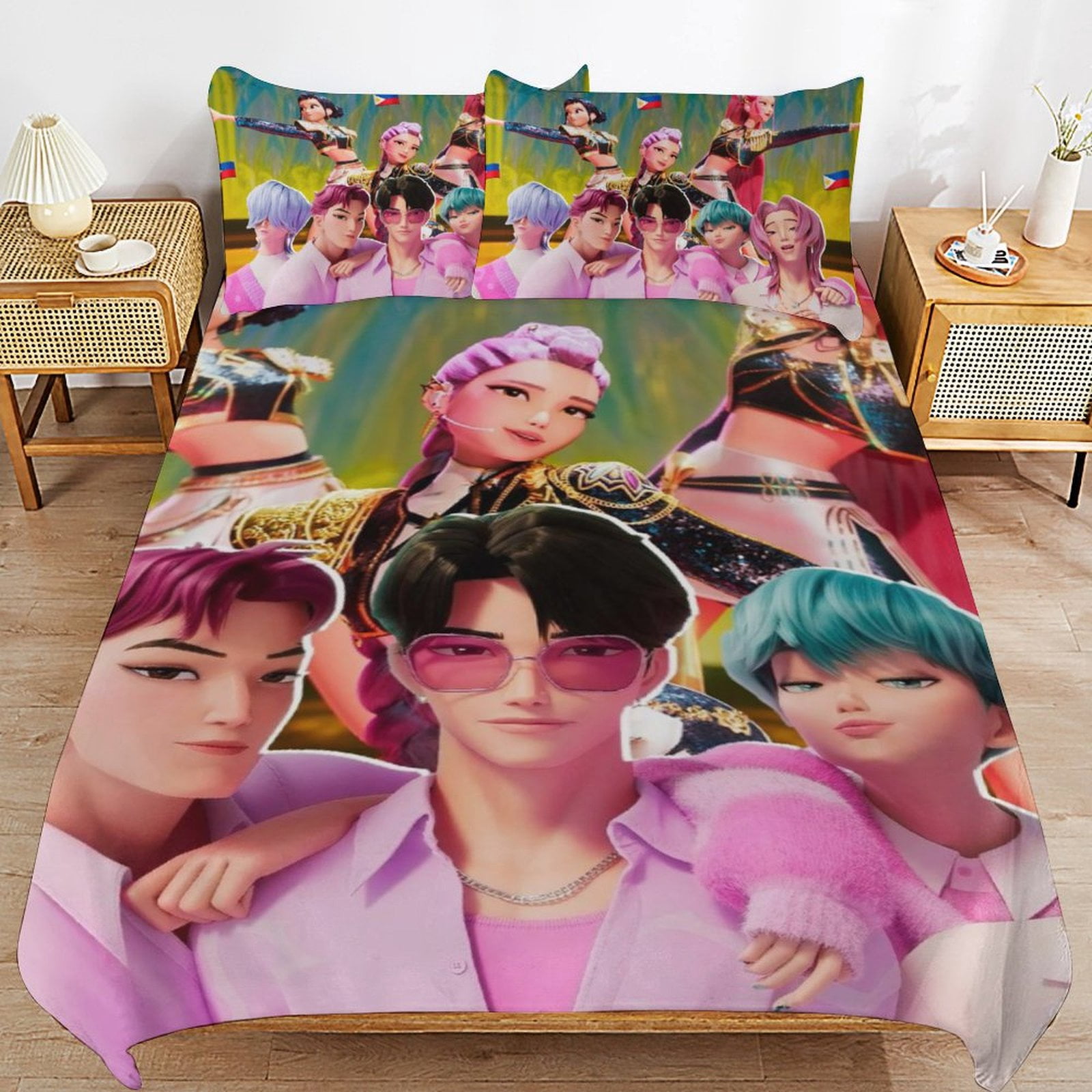 K-Pop Devil Hunter 3-Piece King Bedding Set,Kids Bedding Bed Set with 1 ...