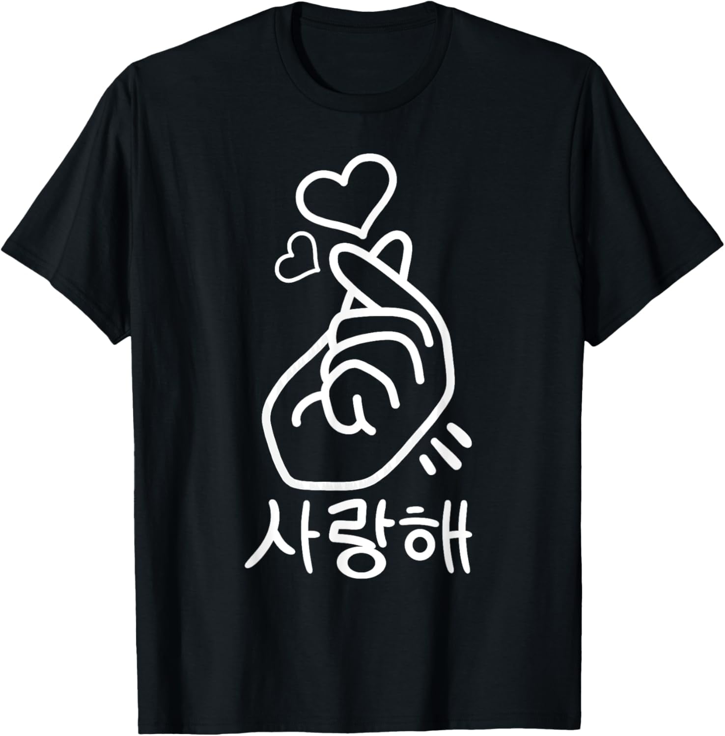 K-Pop, Finger Heart Gesture, Korean letters, Saranghae T-Shirt ...