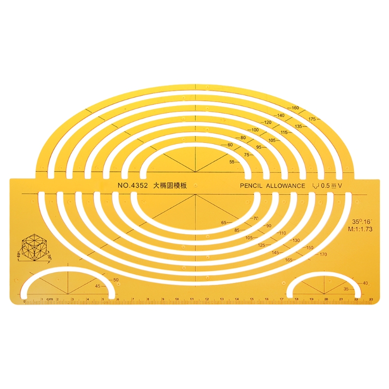 K Resin Ellipses Drafting Templates Large Isometric Ruler Measuring ...