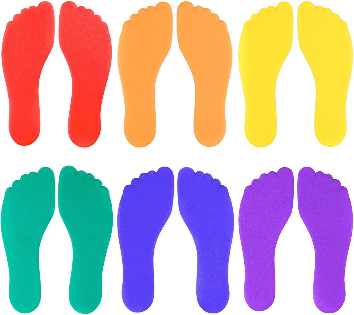 K-Roo Sports Set of Six Colorful Foot-Shaped Floor Markers - No-Slip ...