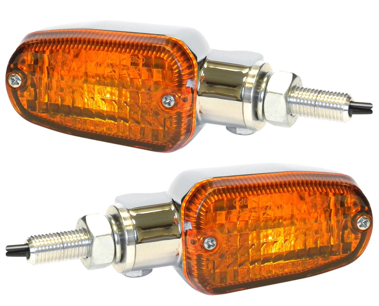 K&S Aluminum Chrome Body Turn Signals (2 Wires) w/Amber Lens (25-7700CM ...