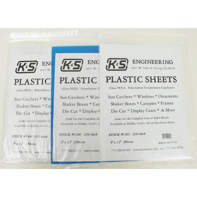 K&S Engineering Plastic Sheet, 0.010in x 9in x 12in, 2/Pkg. - Walmart.com